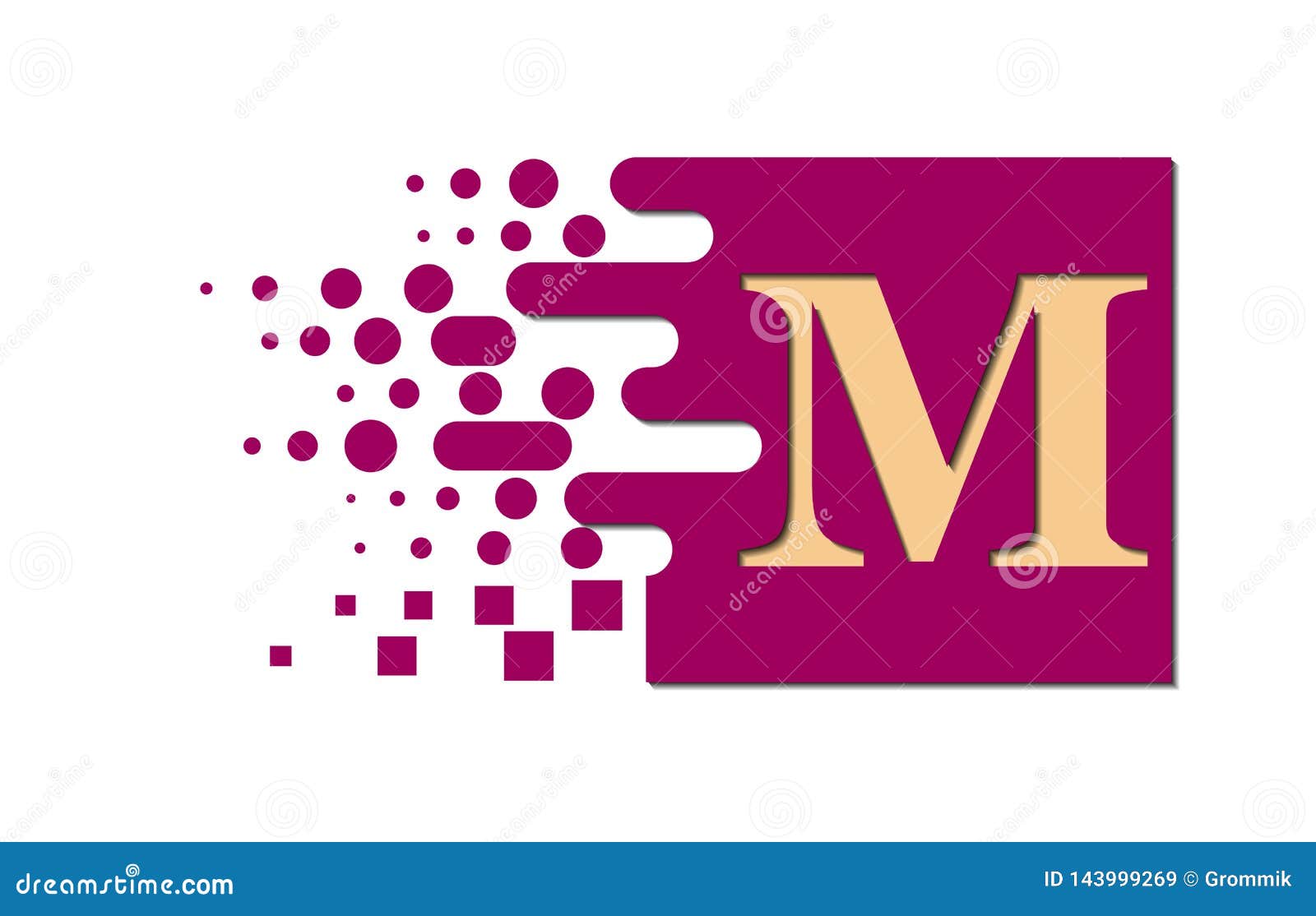 Letter M on the Color Square with the Destroyed Blocks Stock Vector ...
