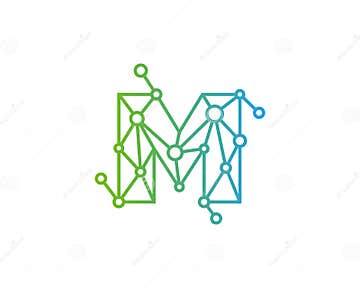 Letter M Connect Dot Network Icon Logo Design Element Stock Vector ...