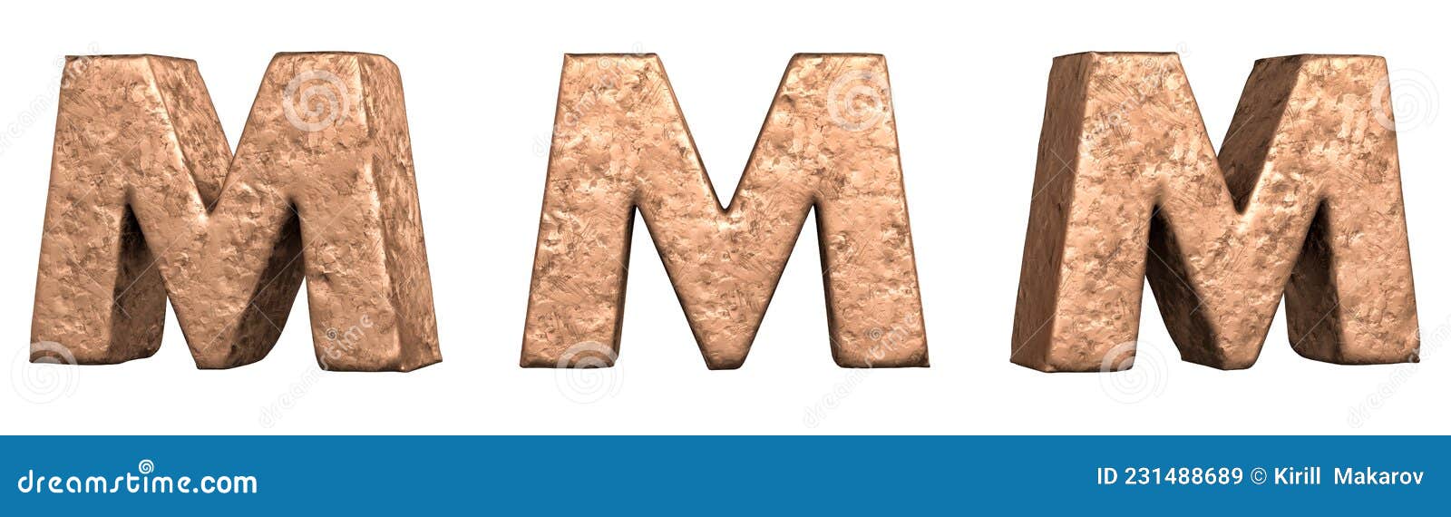 Letter M from Copper Letters Alphabet Collection Set. Isolated Stock ...
