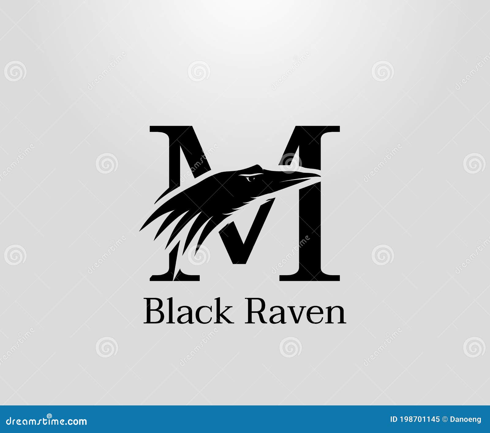 Letter M Crow Logo Designs, Black Raven in Letter M Vector Illustration ...