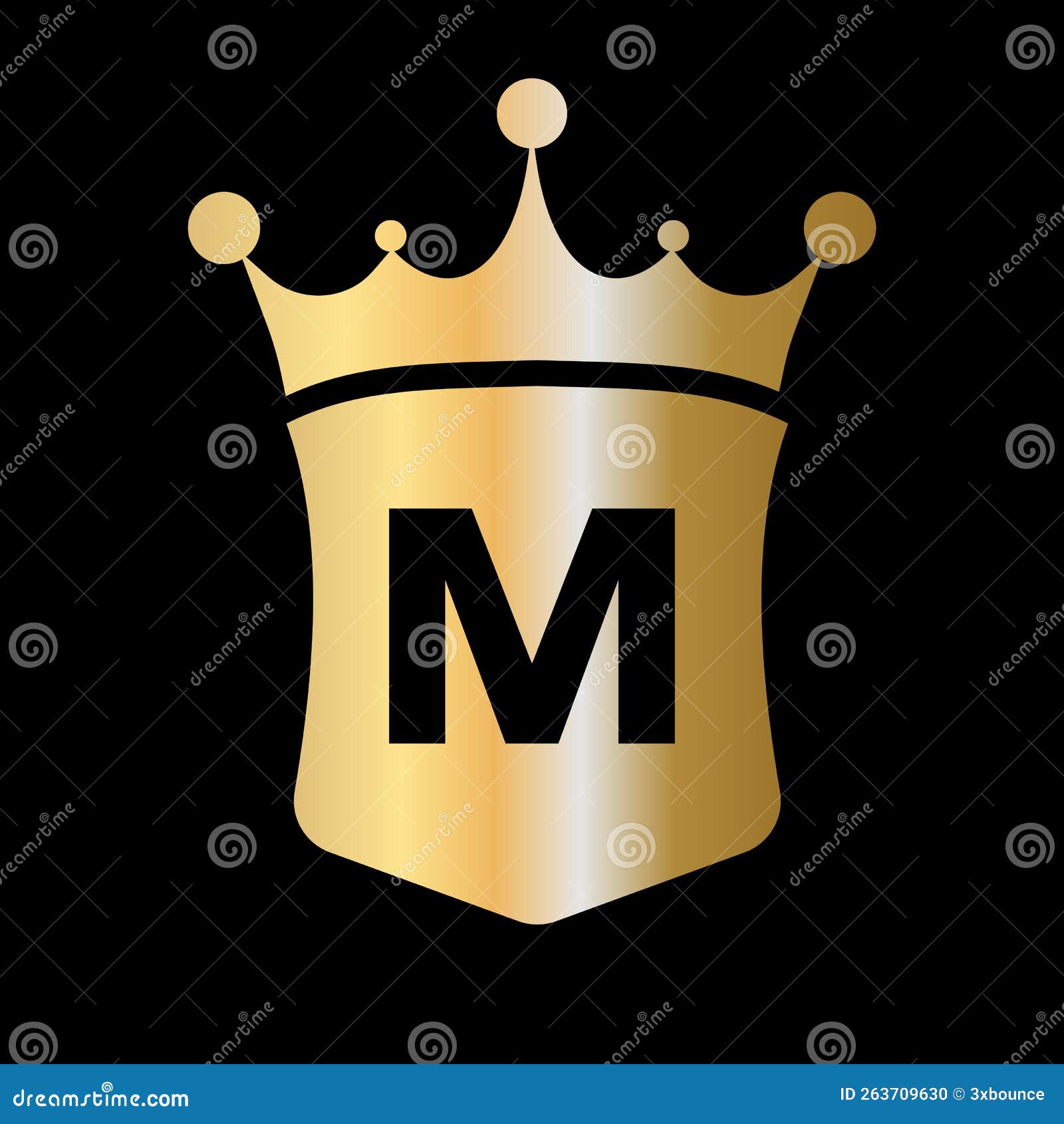 Letter M Crown and Shield Logo Vector Template with Luxury Concept ...