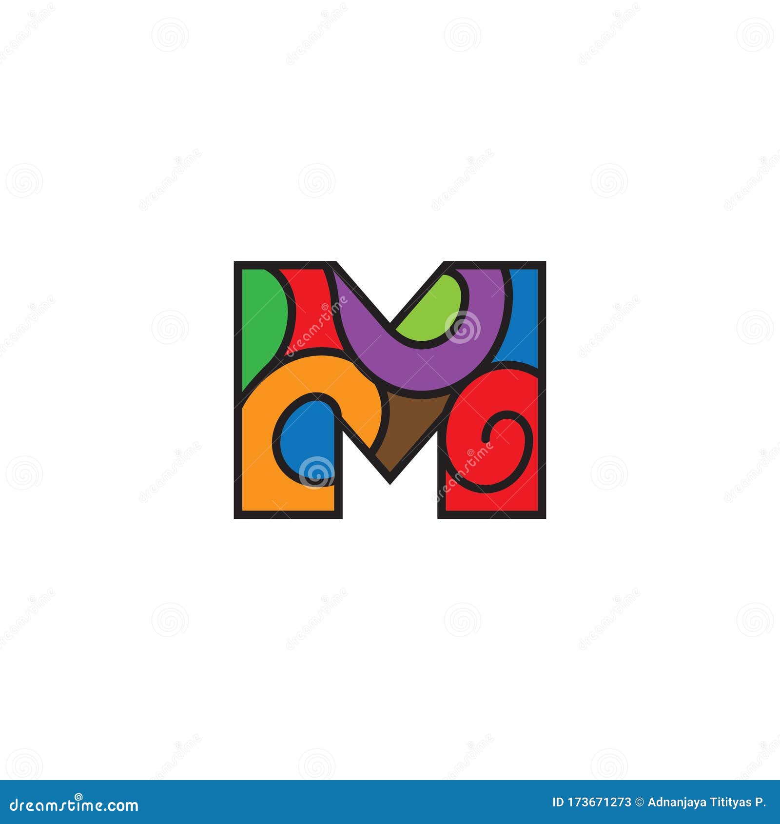 Letter M Curves Outline Colorful Logo Vector Stock Vector ...