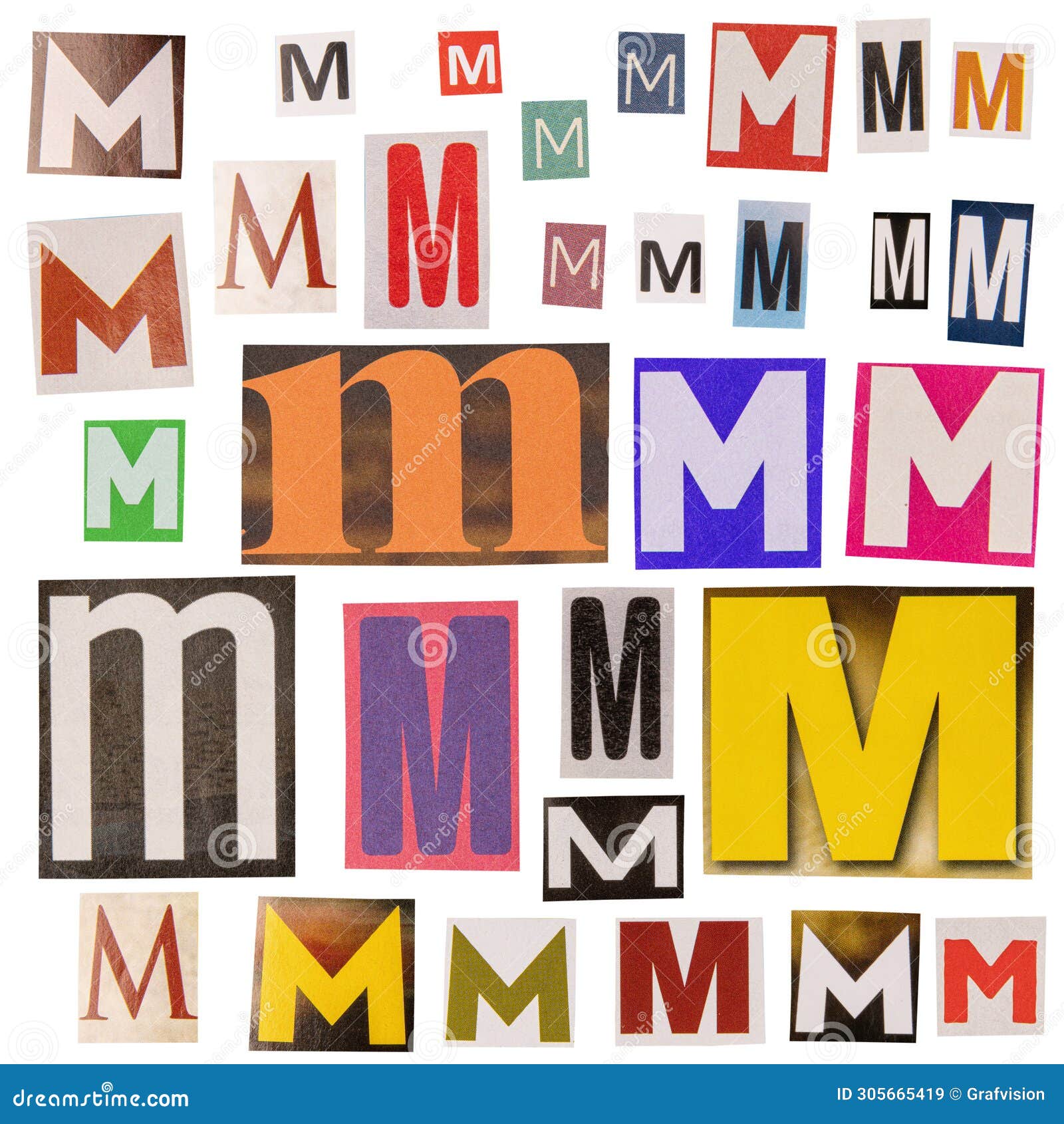 Letter M Cut Out from Newspapers Stock Image - Image of press, cutout ...