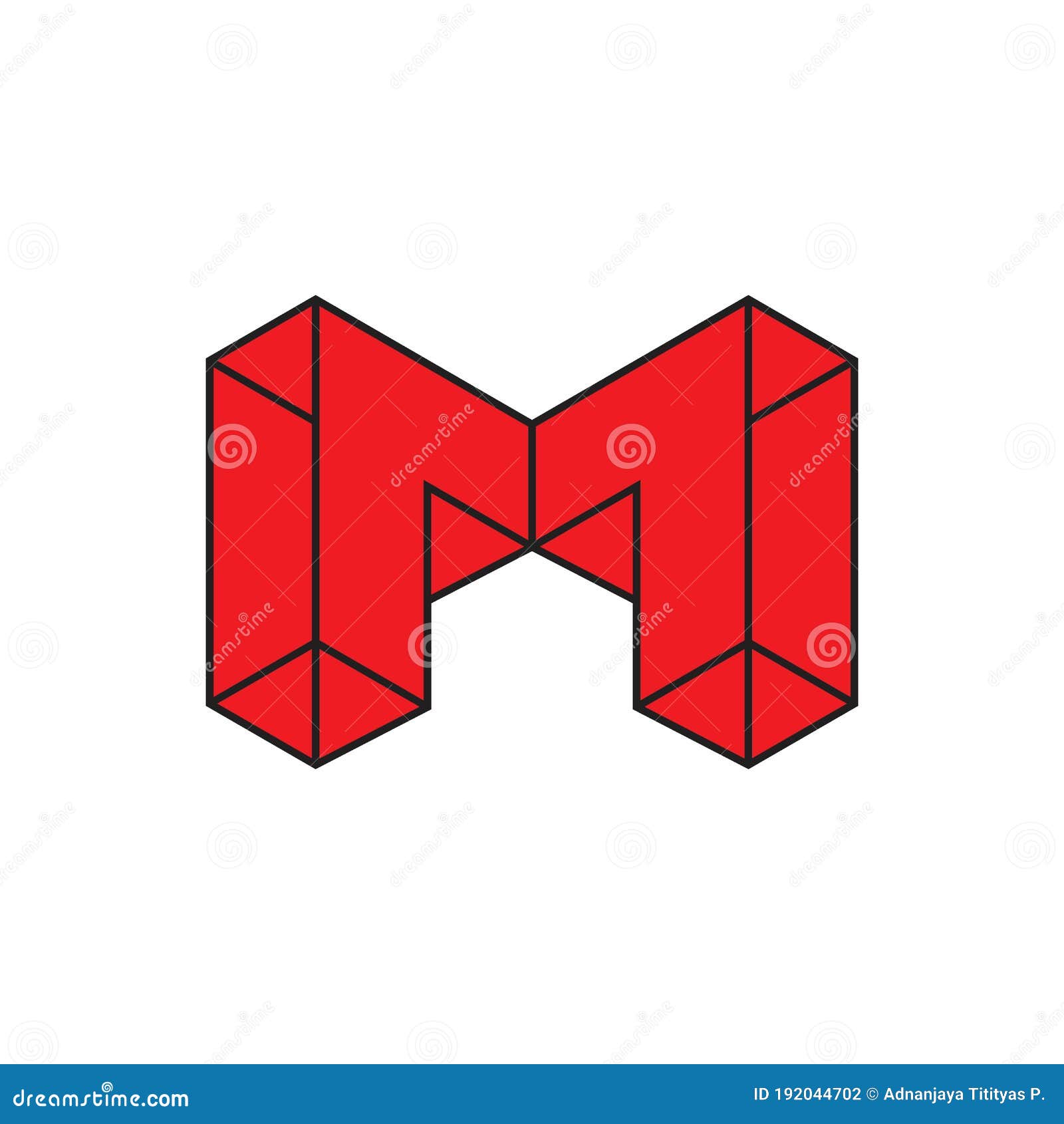 Letter M 3d Outline Geometric Logo Vector Stock Vector - Illustration ...