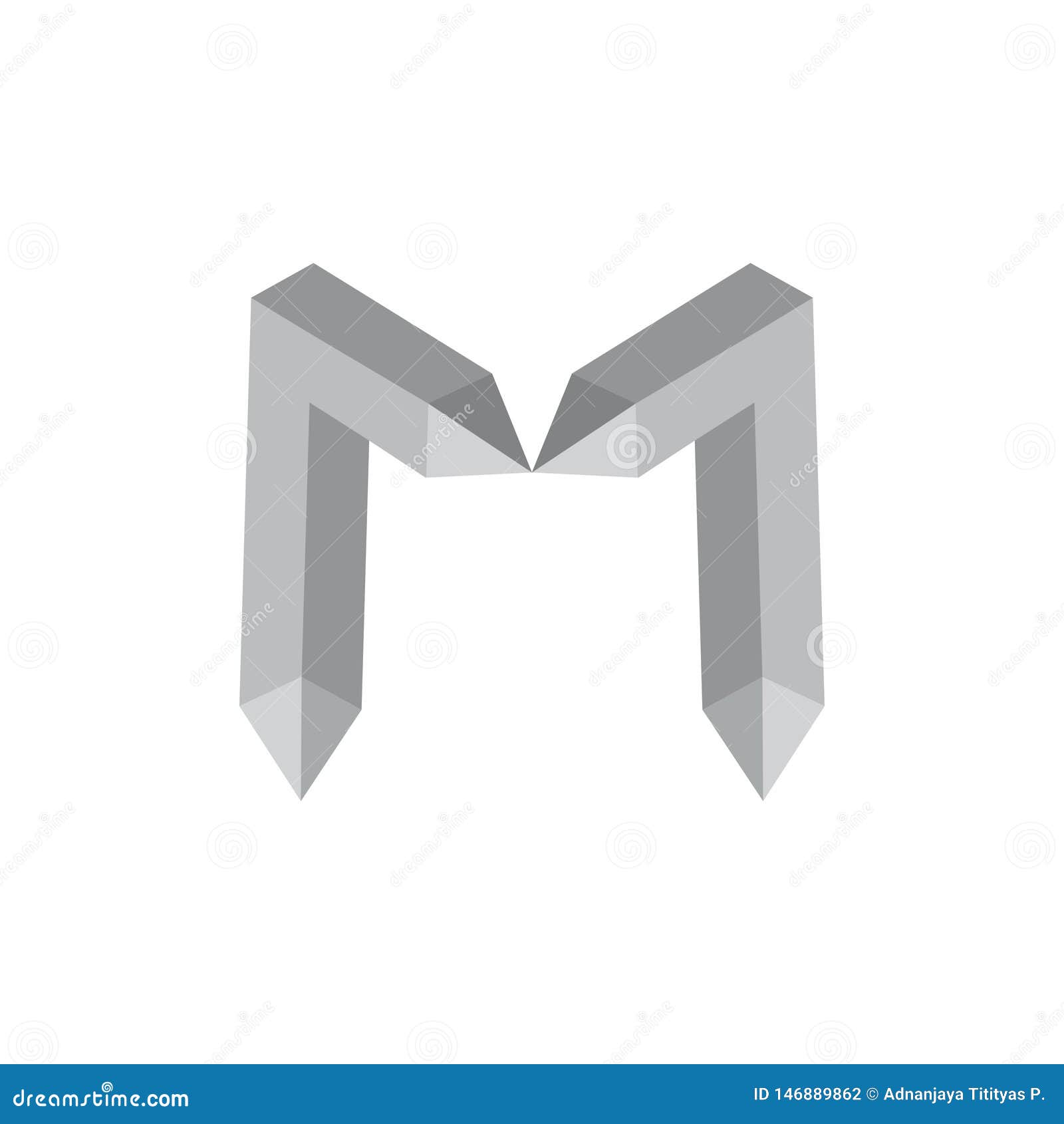 Letter M 3d Pencil Shape Symbol Decoration Vector Stock Vector ...