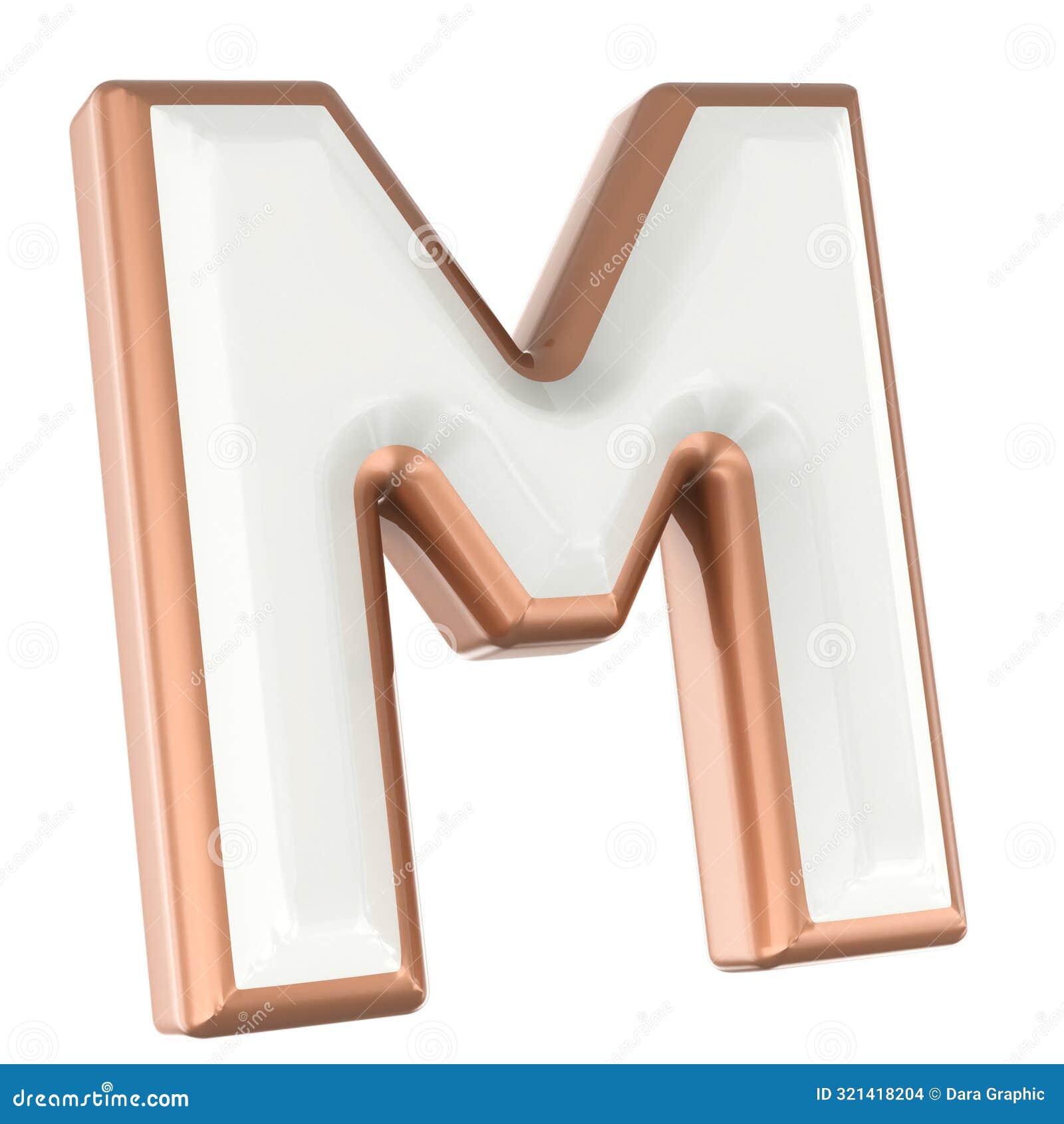 Letter M 3D Render with White Background Design Stock Illustration ...