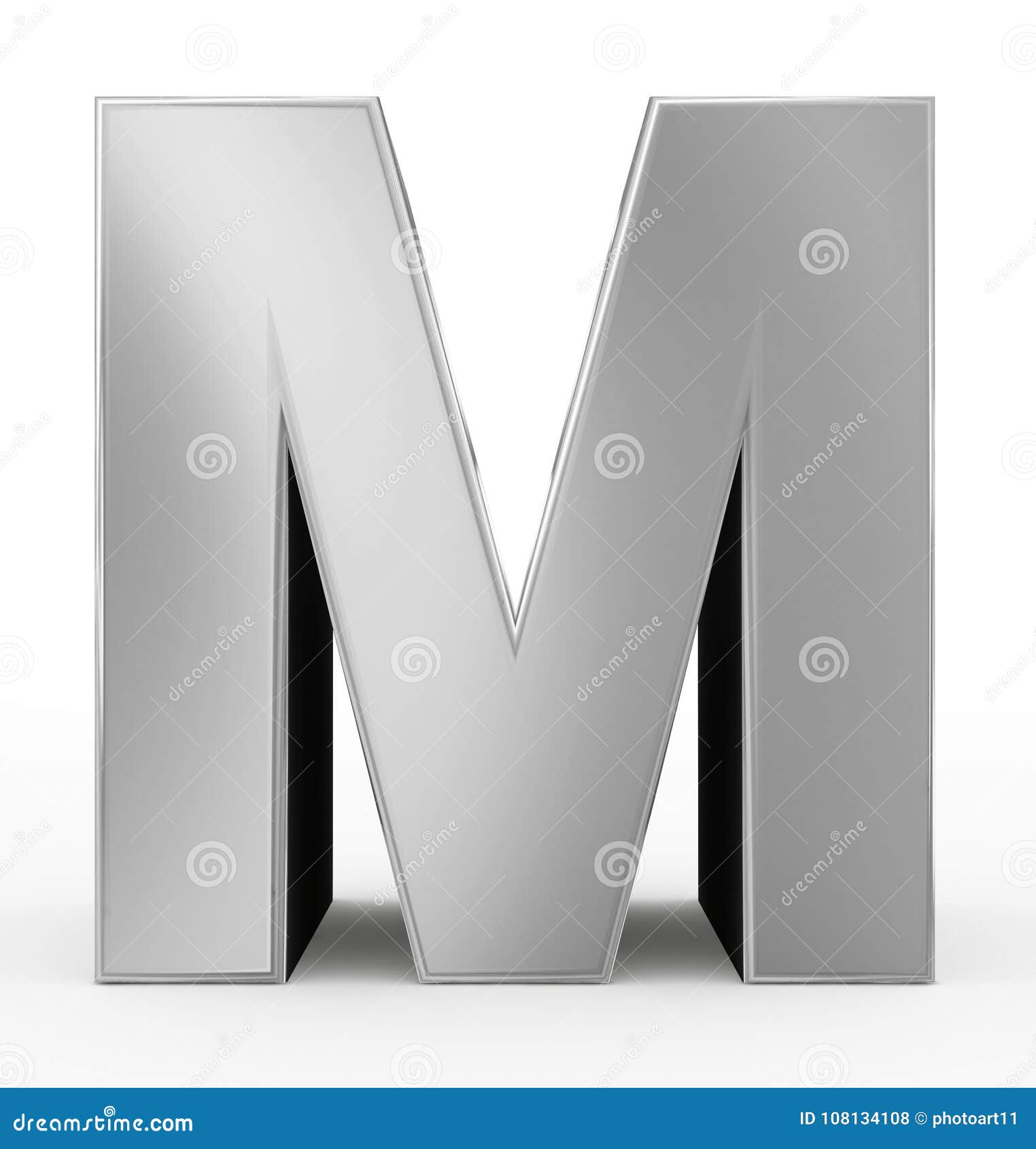 Letter M 3d Silver Isolated on White Stock Illustration - Illustration ...