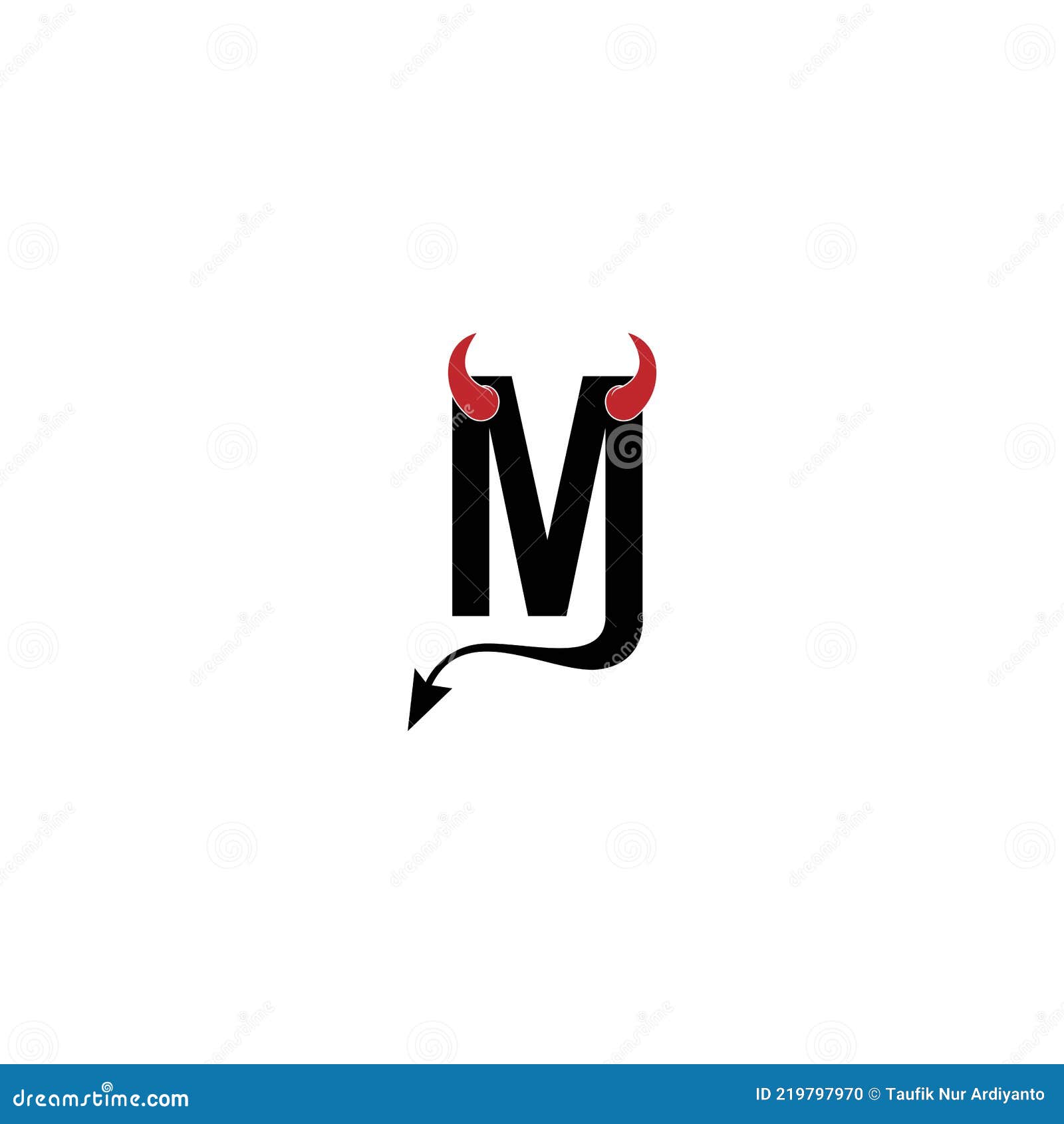 Letter M with Devil`s Horns and Tail Icon Logo Design Vector Stock ...