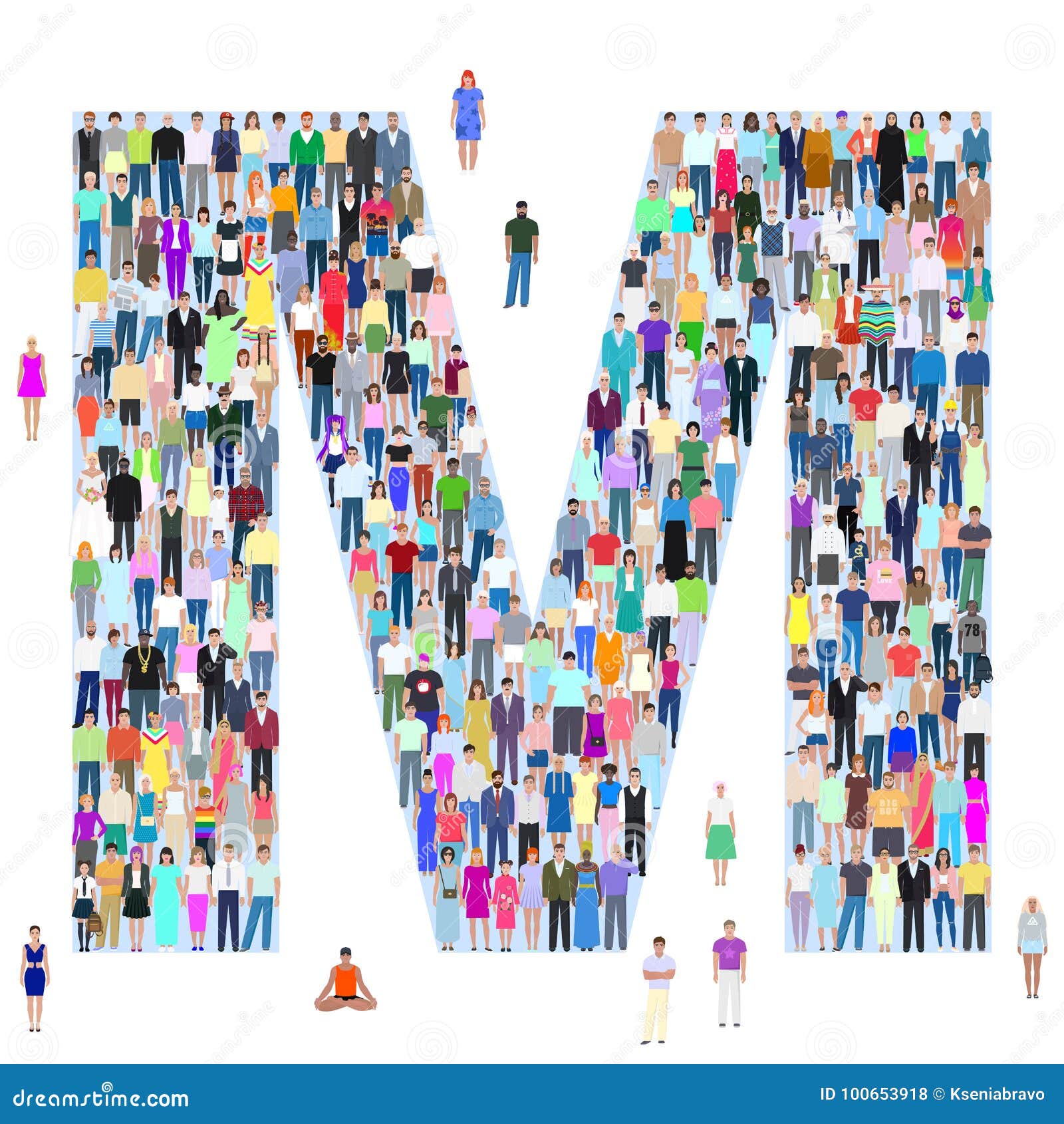 Letter M, Different People, Vector Illustration Stock Vector ...