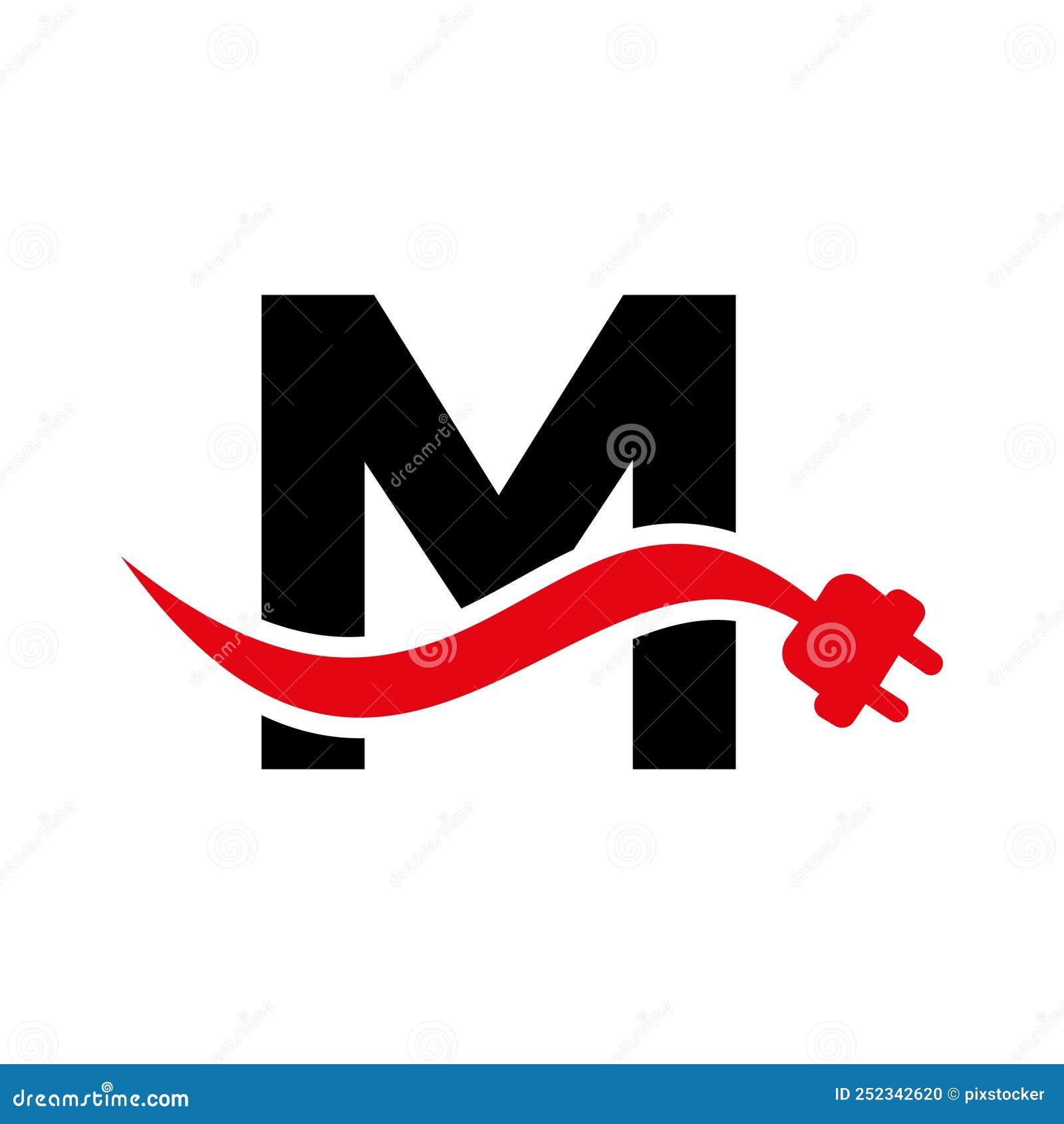 Letter M Electricity or Electrical Logo Concept with Electric Plug ...