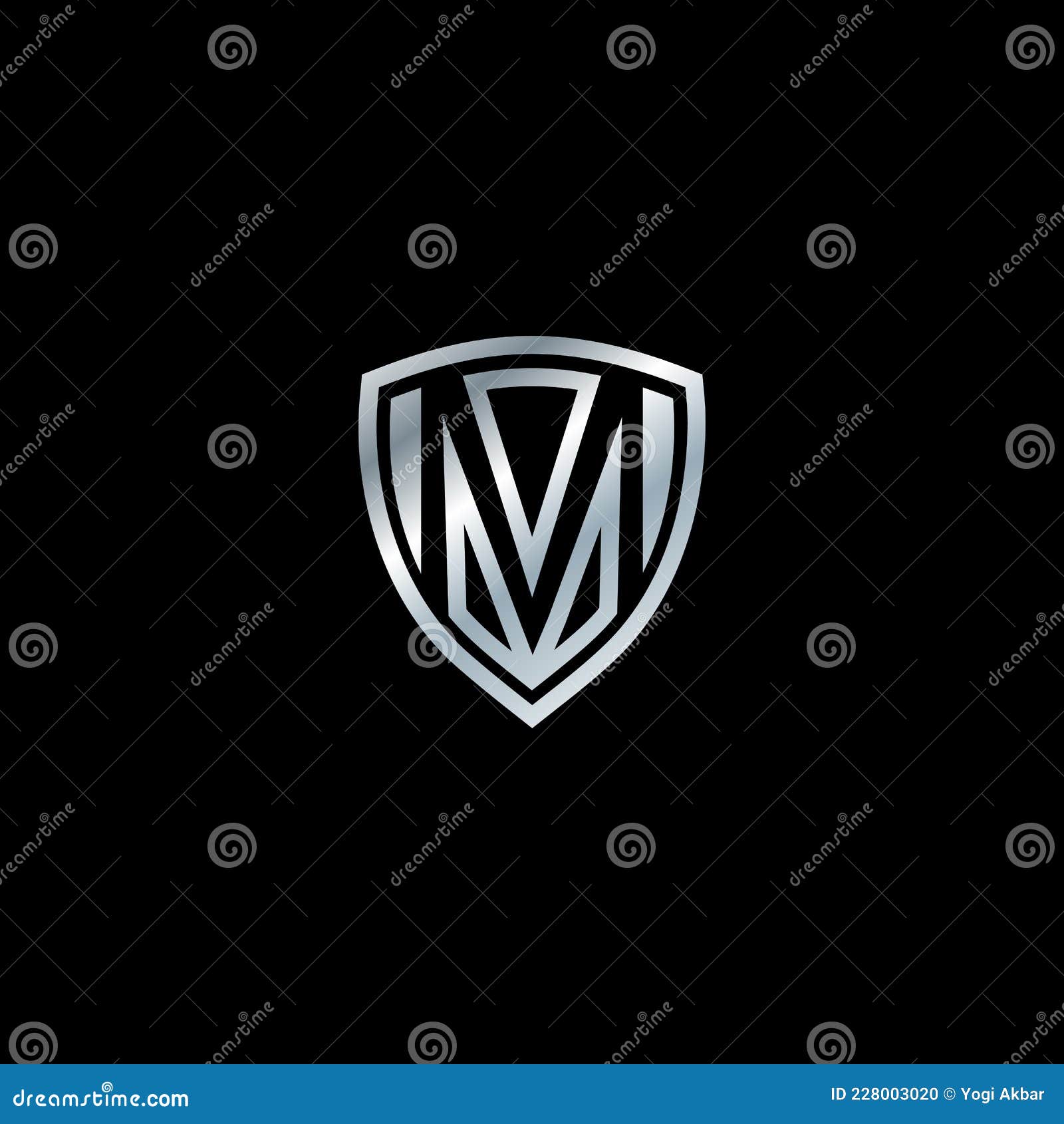 Letter M Emblem Logo. Vector Design with Silver Shield Stock Vector ...
