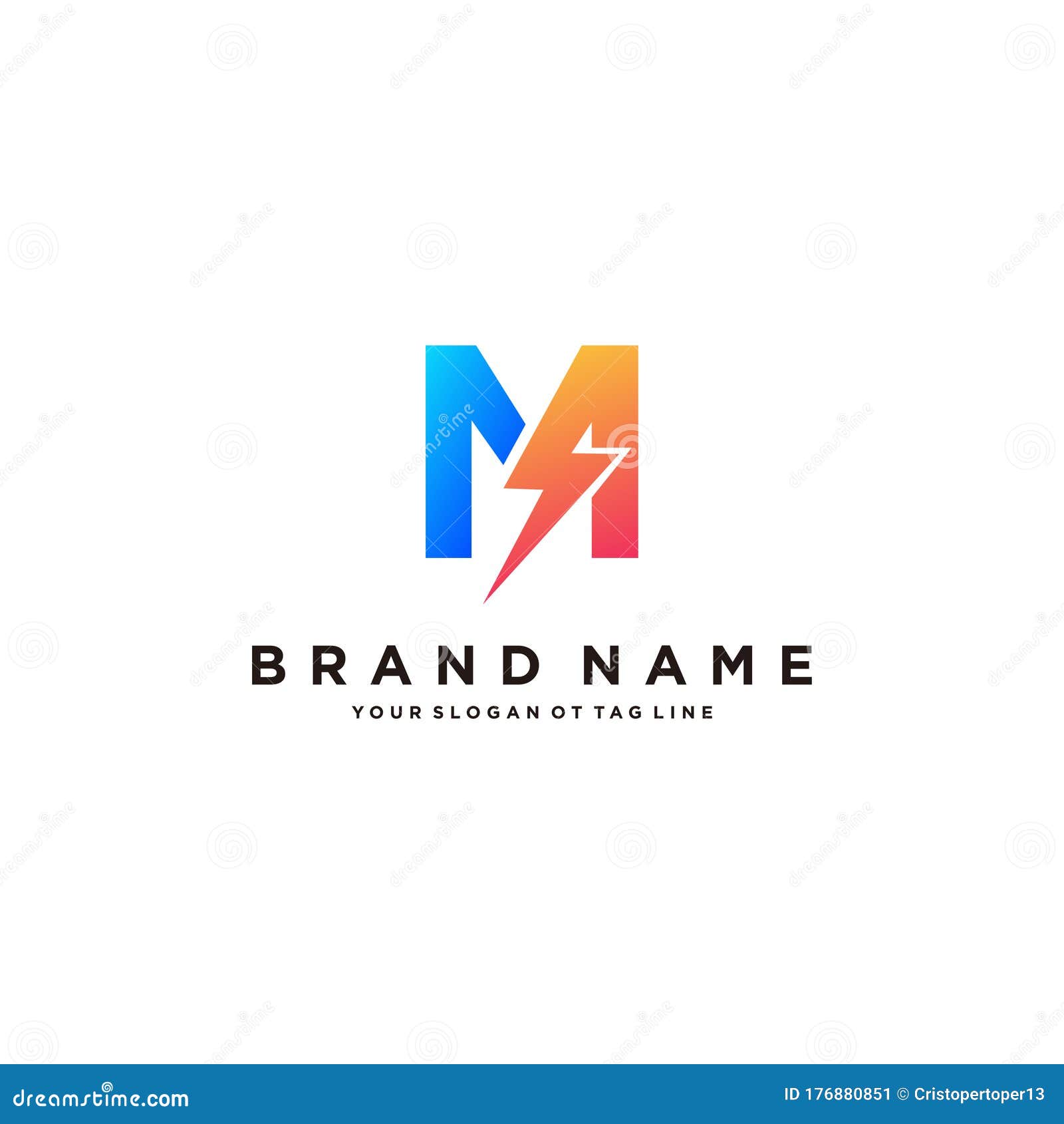 Letter M Flash Electrical Logo Design Vector Stock Vector ...