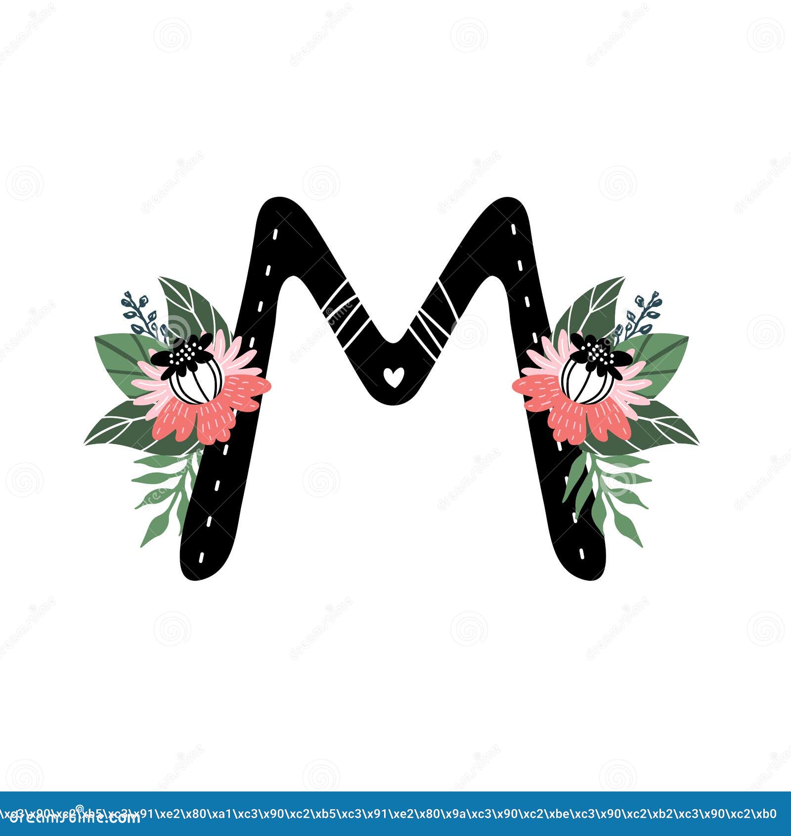 Letter M with Floral Design. Plant Design Stock Vector - Illustration ...