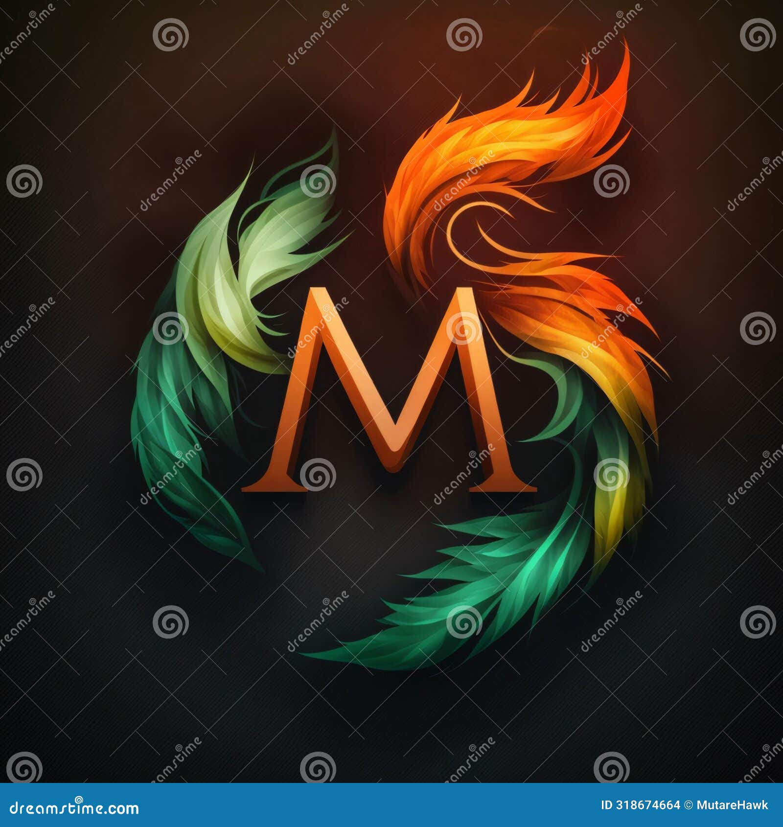 Letter M in the Form of a Multi-colored Feather. Vector Illustration ...