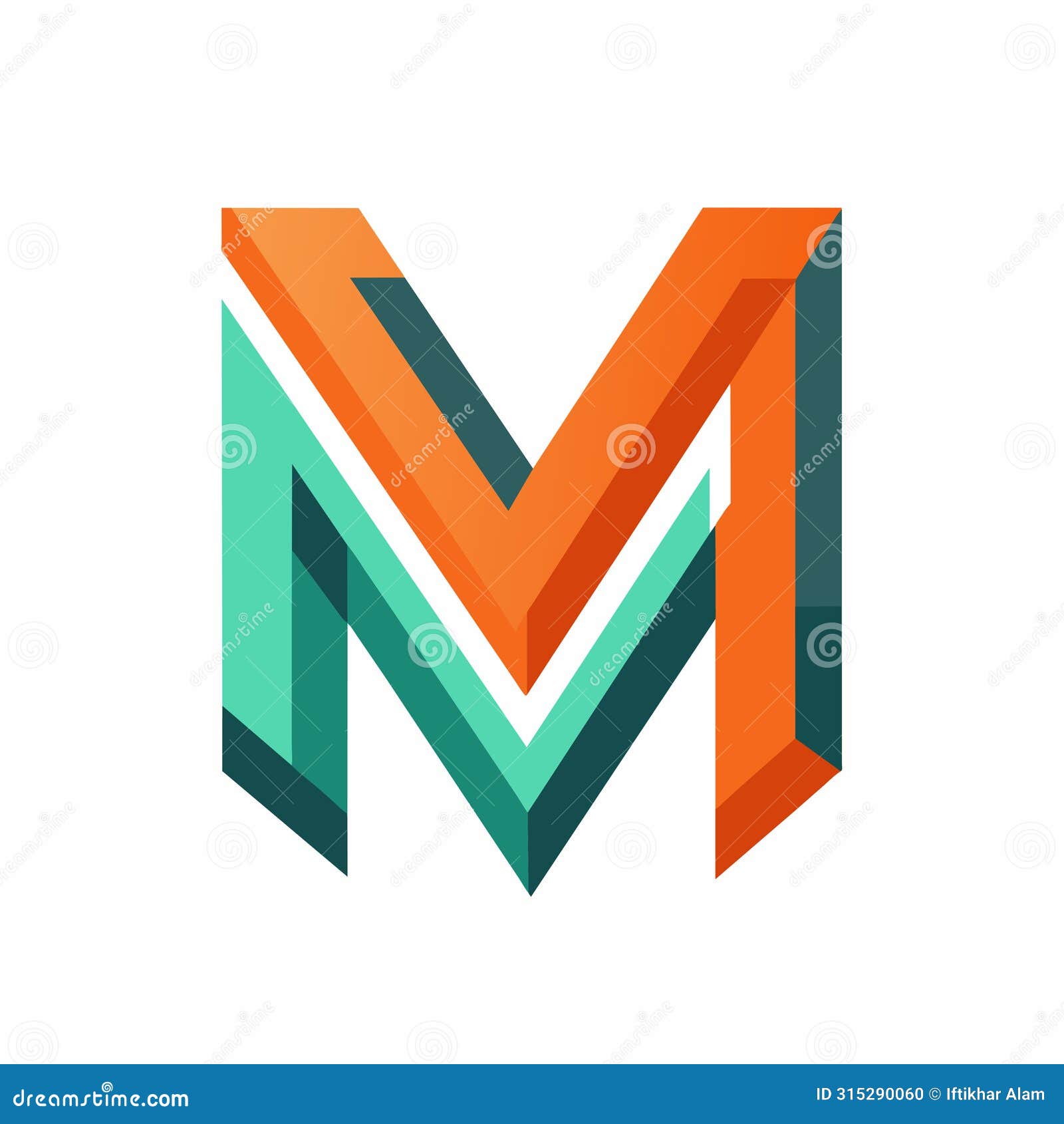 The Letter M is Formed by Overlapping Geometric Shapes, Creating a ...