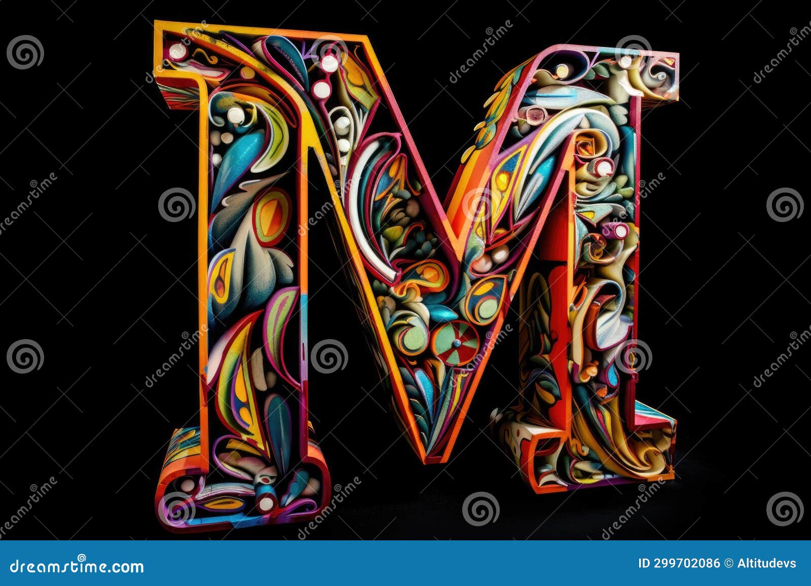 Letter M, Graffiti Style, on Black Background Stock Illustration ...