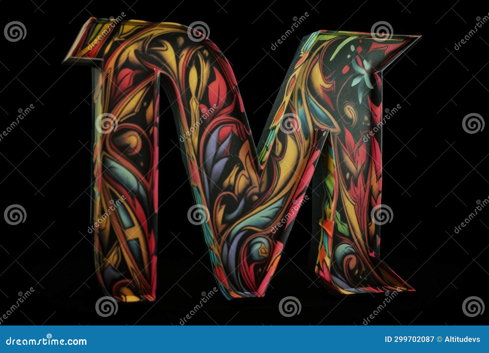Letter M, Graffiti Style, on Black Background Stock Image - Image of ...