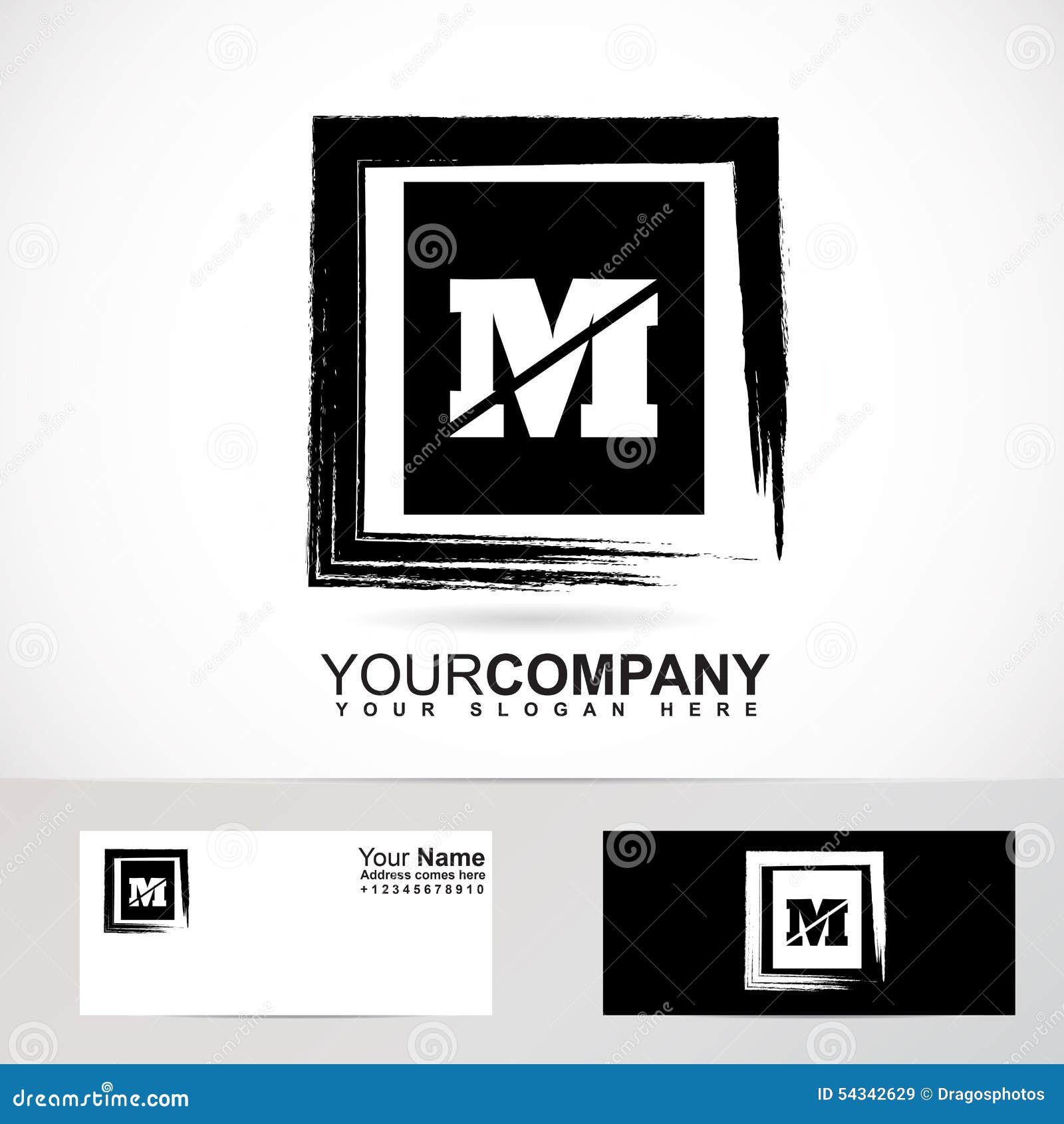 Letter M Grunge Square Logo Cartoon Vector | CartoonDealer.com #54342629