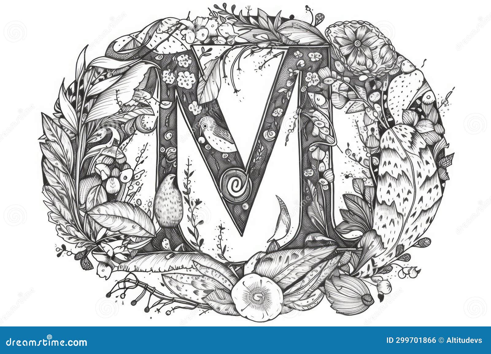 Letter M, Hand-drawn Doodle Style, on White Background Stock Photo ...