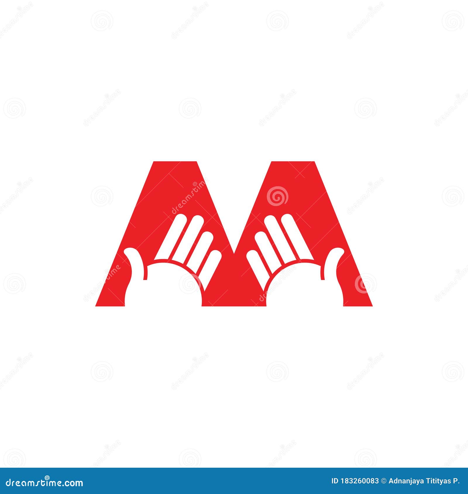 Letter M Hand Greeting Gesture Logo Vector Stock Vector - Illustration ...