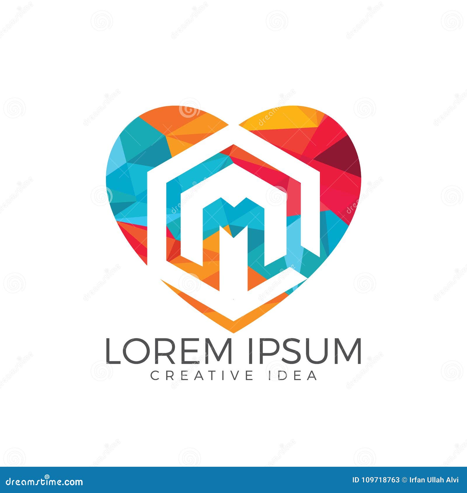 Letter M Heart Logo Design. Stock Vector - Illustration of emblem ...