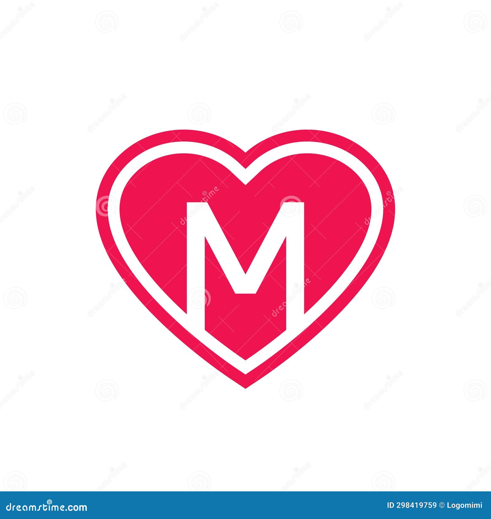 Letter M Heart Logo Icon Design, Initial M Love Logo Vector Stock ...