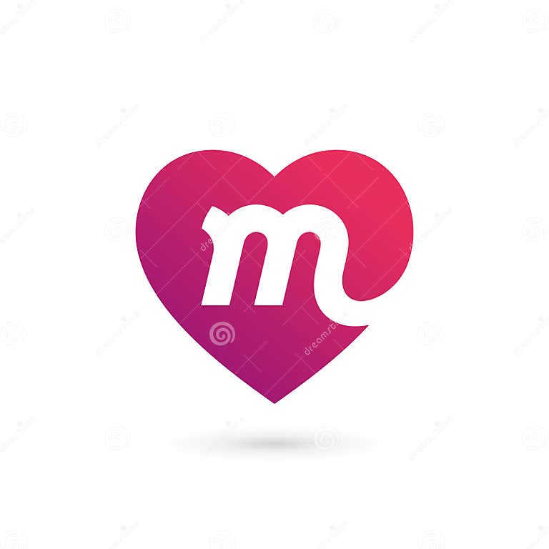 Letter M Heart Logo Icon Design Template Elements Stock Vector ...