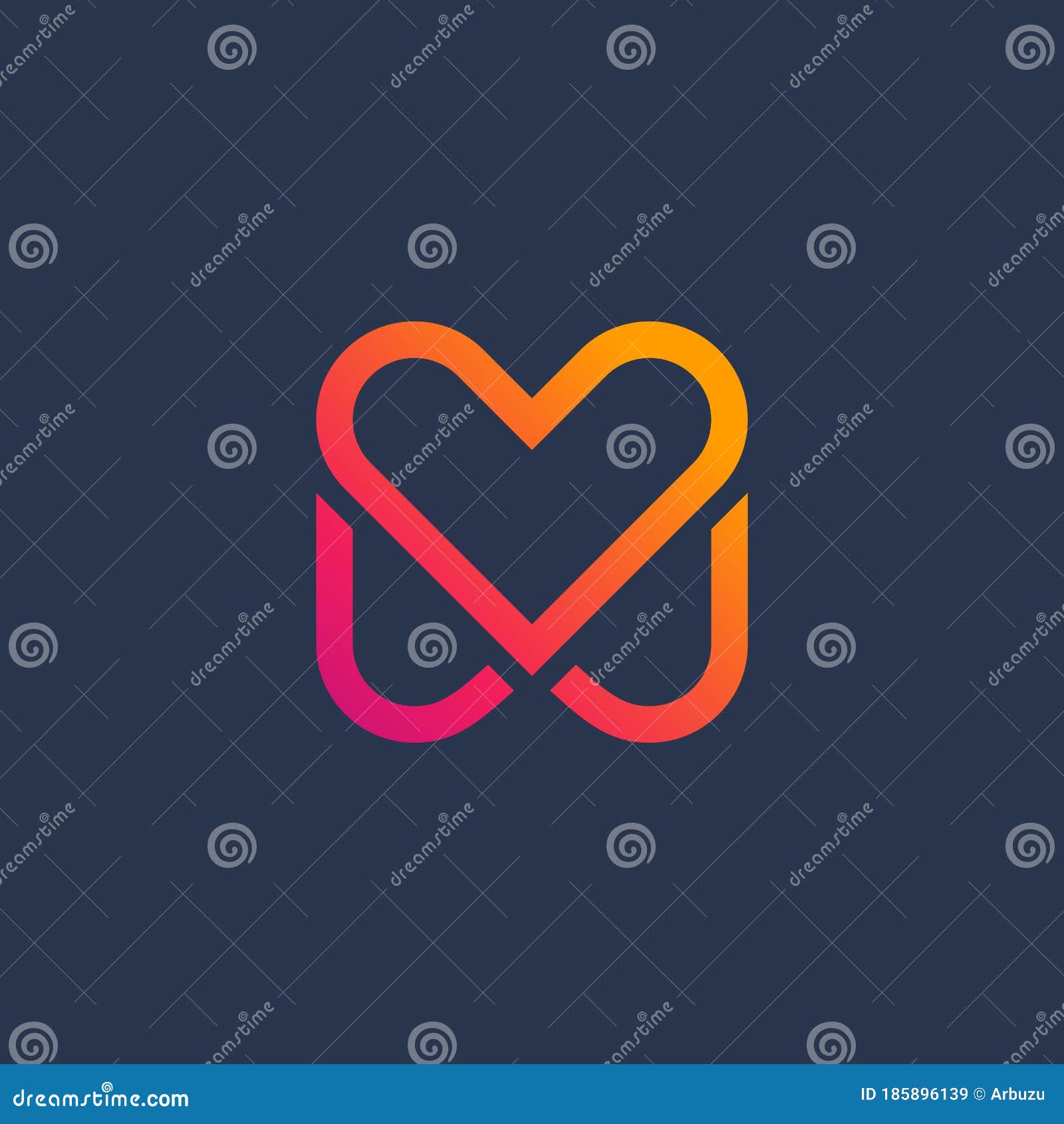 Letter M Heart Logo Icon Design Template Elements Stock Vector ...
