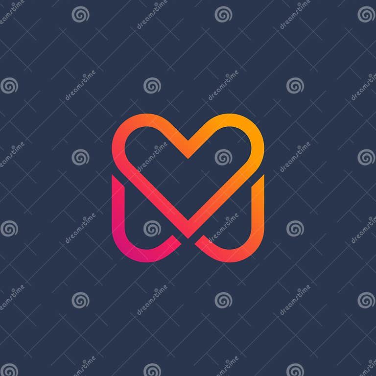 Letter M Heart Logo Icon Design Template Elements Stock Vector ...