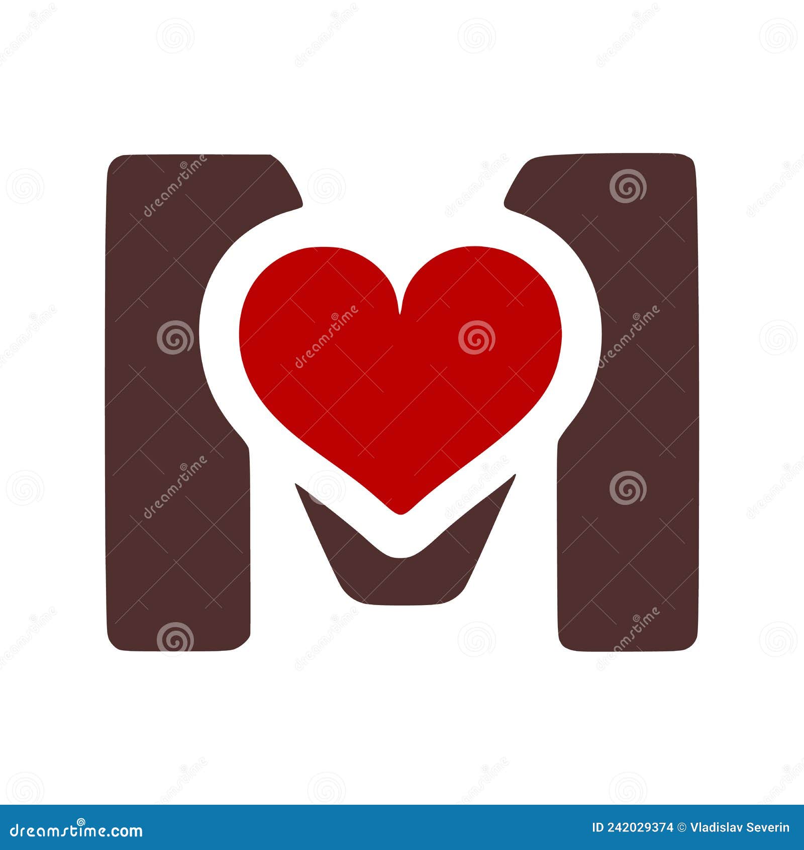 Letter m with heart symbol stock vector. Illustration of alphabet ...