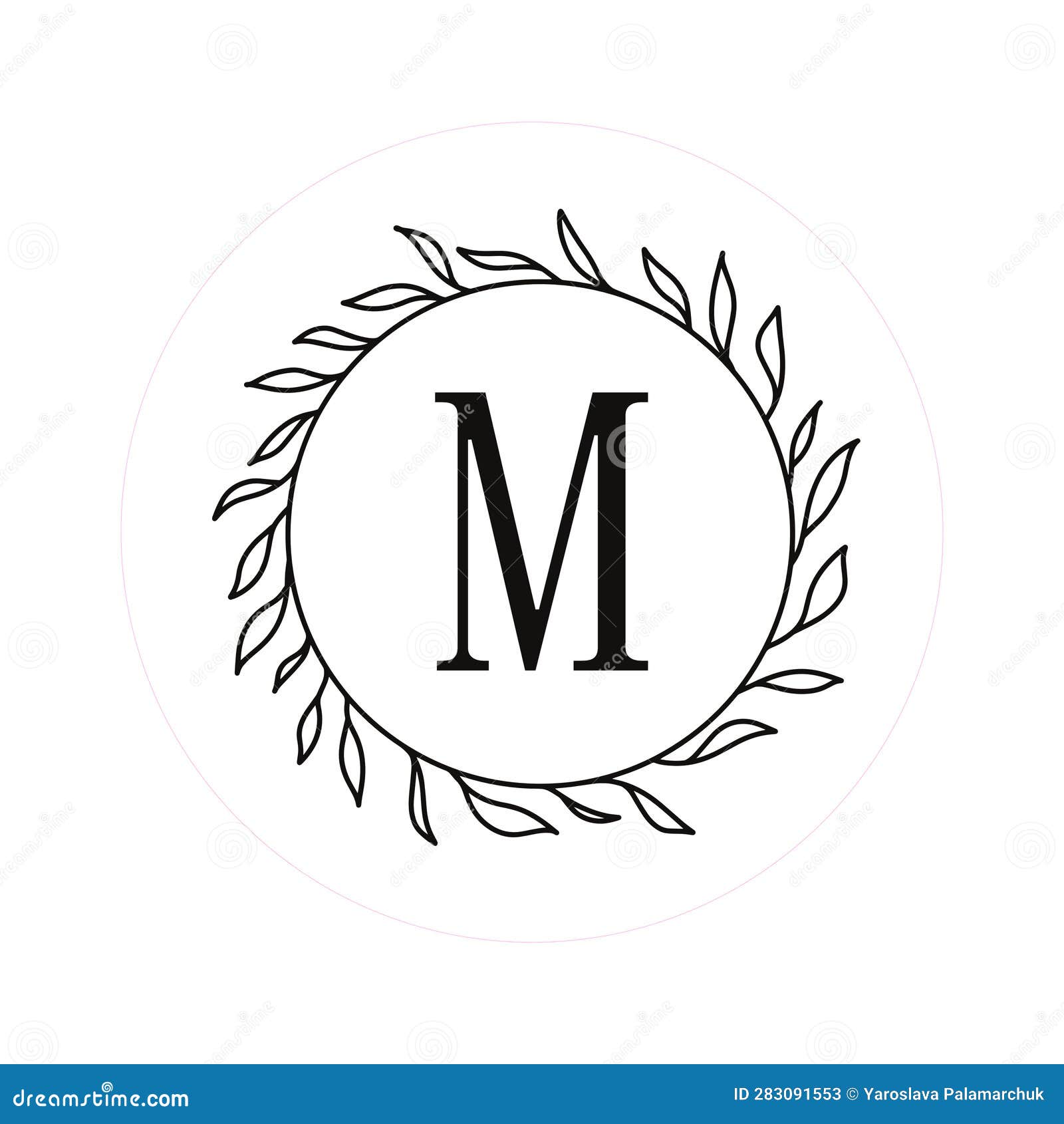 Letter "M" Initials with Round Floral Frames, Vector Monogram Logo ...