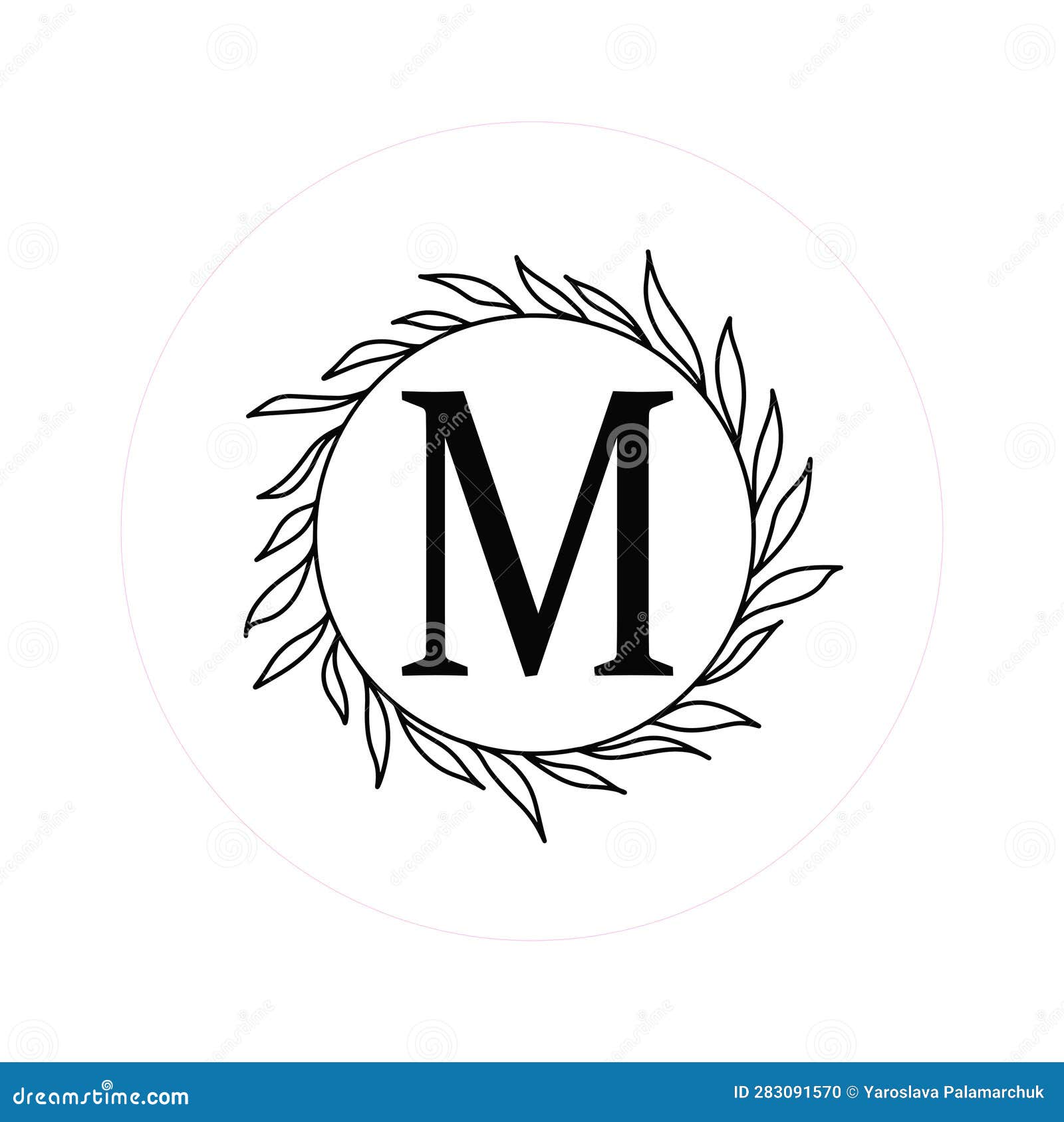 Letter "M" Initials with Round Floral Frames, Vector Monogram Logo ...