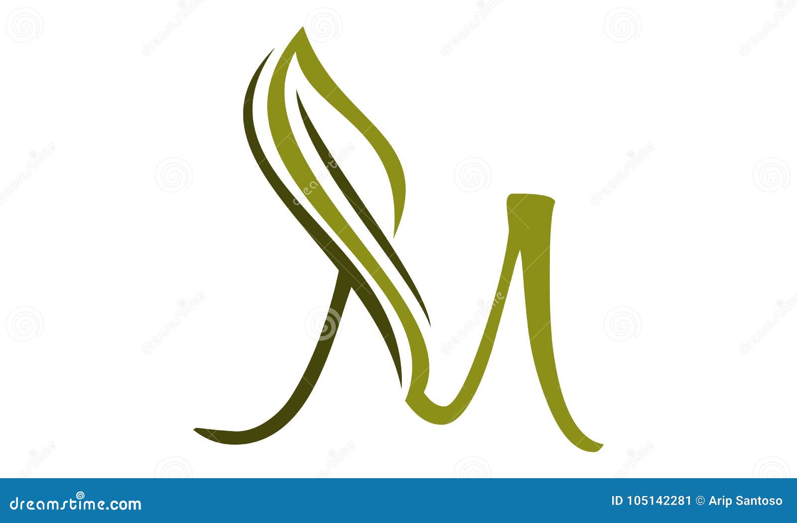 Letter M with Leaf Icon stock vector. Illustration of alphabet - 105142281