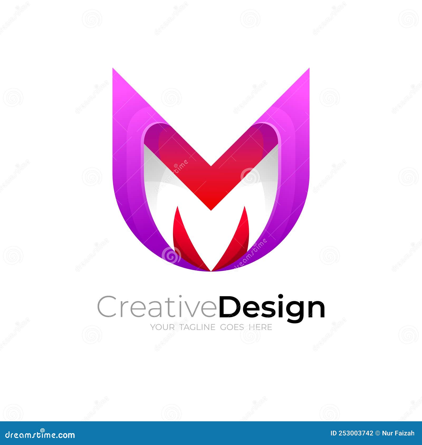 Letter M Logo Design, 3d Colorful Design, Red Color Stock Vector ...