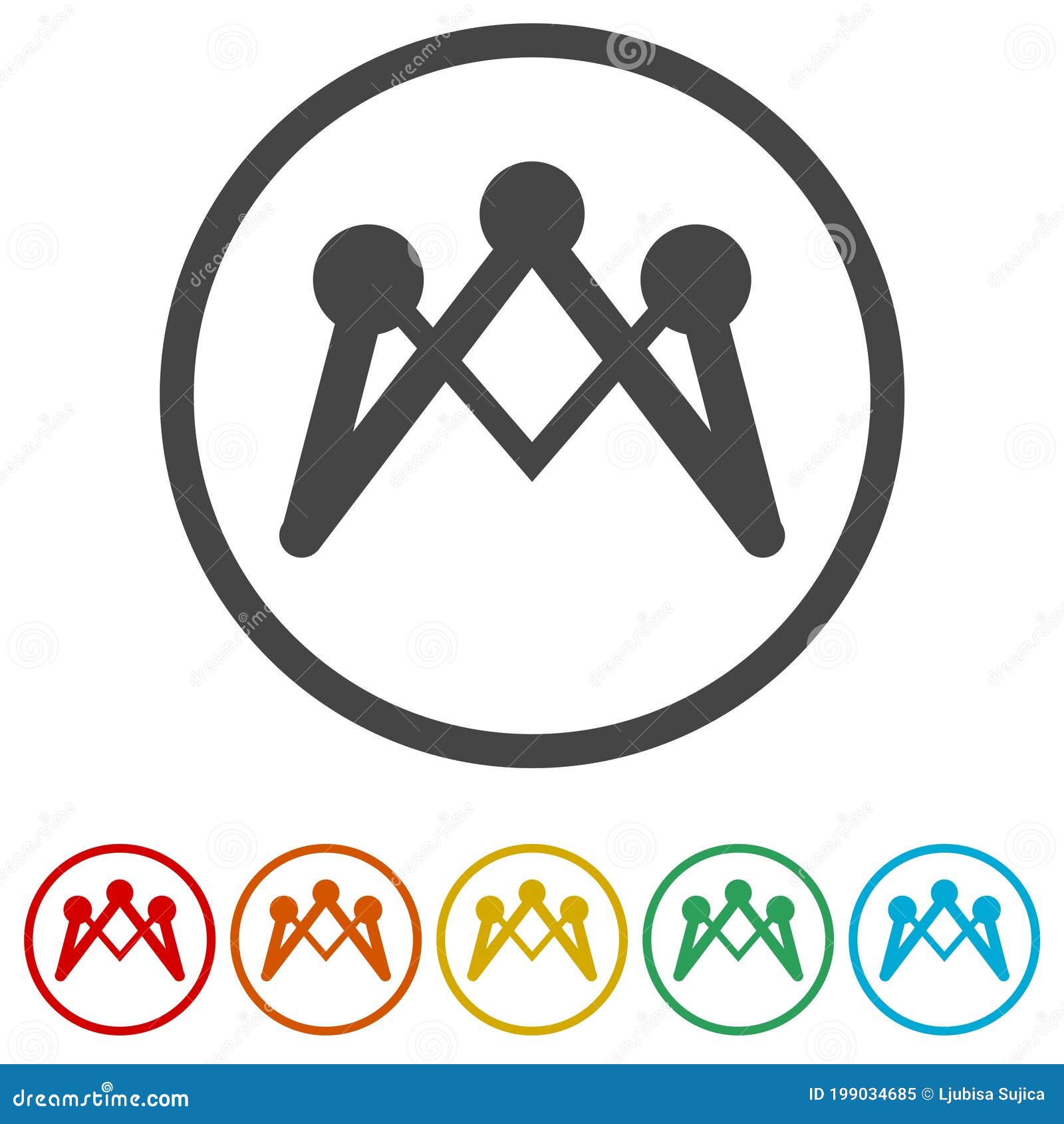 Letter M Logo Design Ring Icon, Color Set Stock Vector - Illustration ...