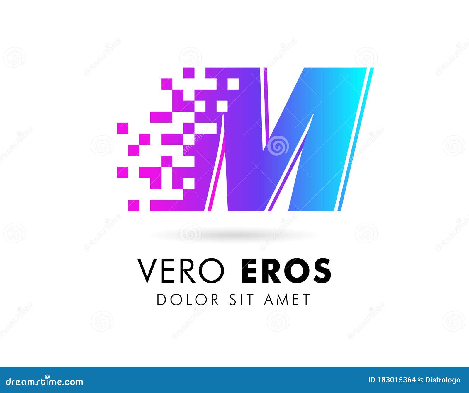 Letter M Logo Design Template. Letter M Logo in Pixel Motion Style with ...