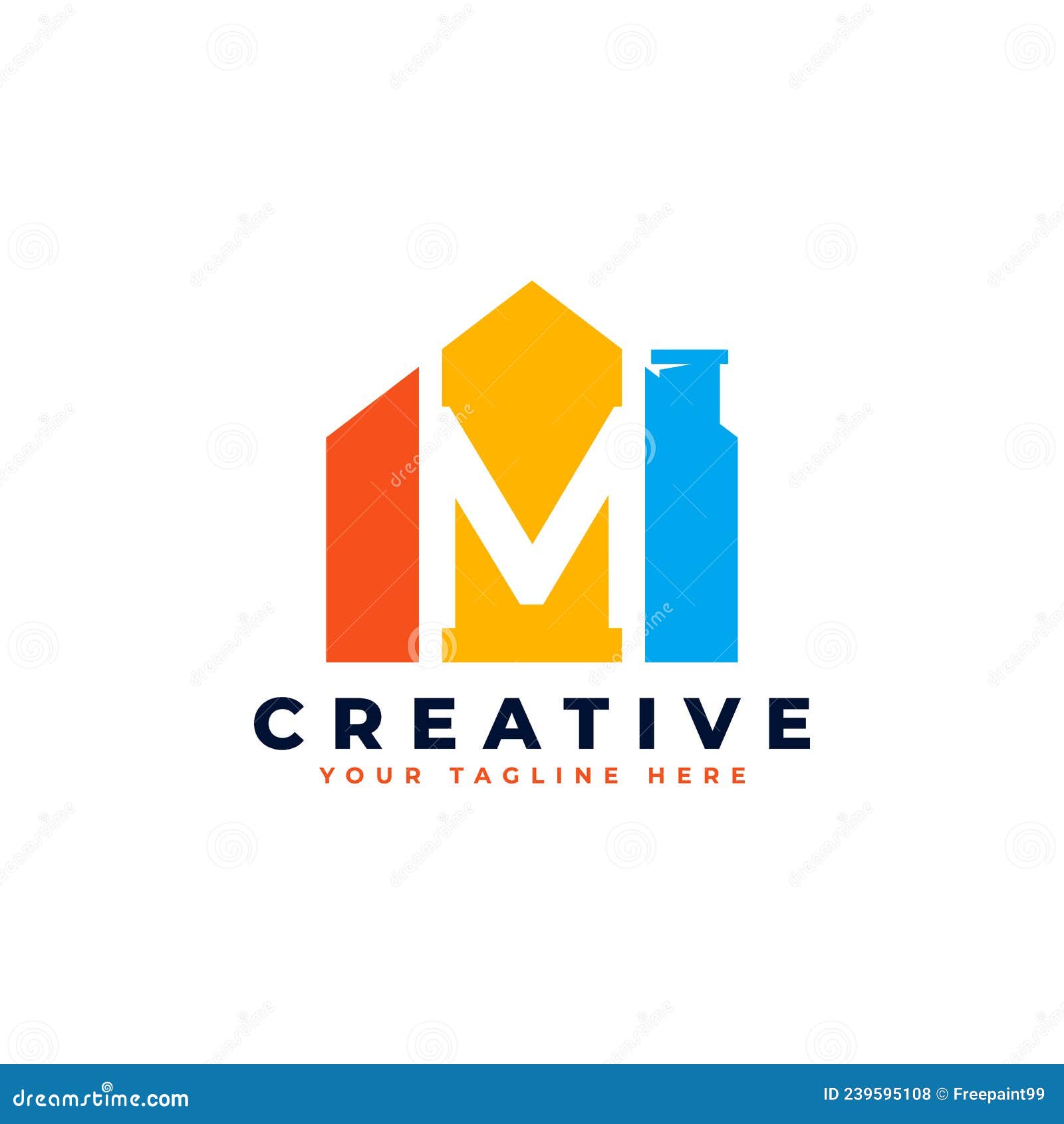 Letter M Logo. House Strip Shape with Negative Letter M Stock Vector ...