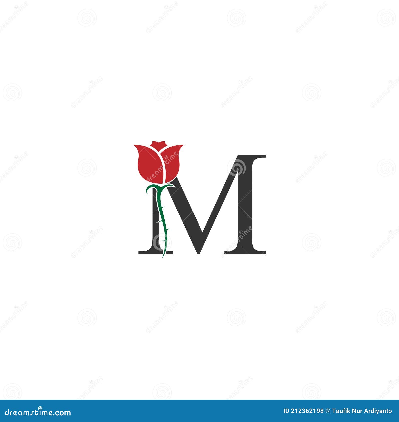 Letter M Logo Icon with Rose Design Vector Stock Vector - Illustration ...