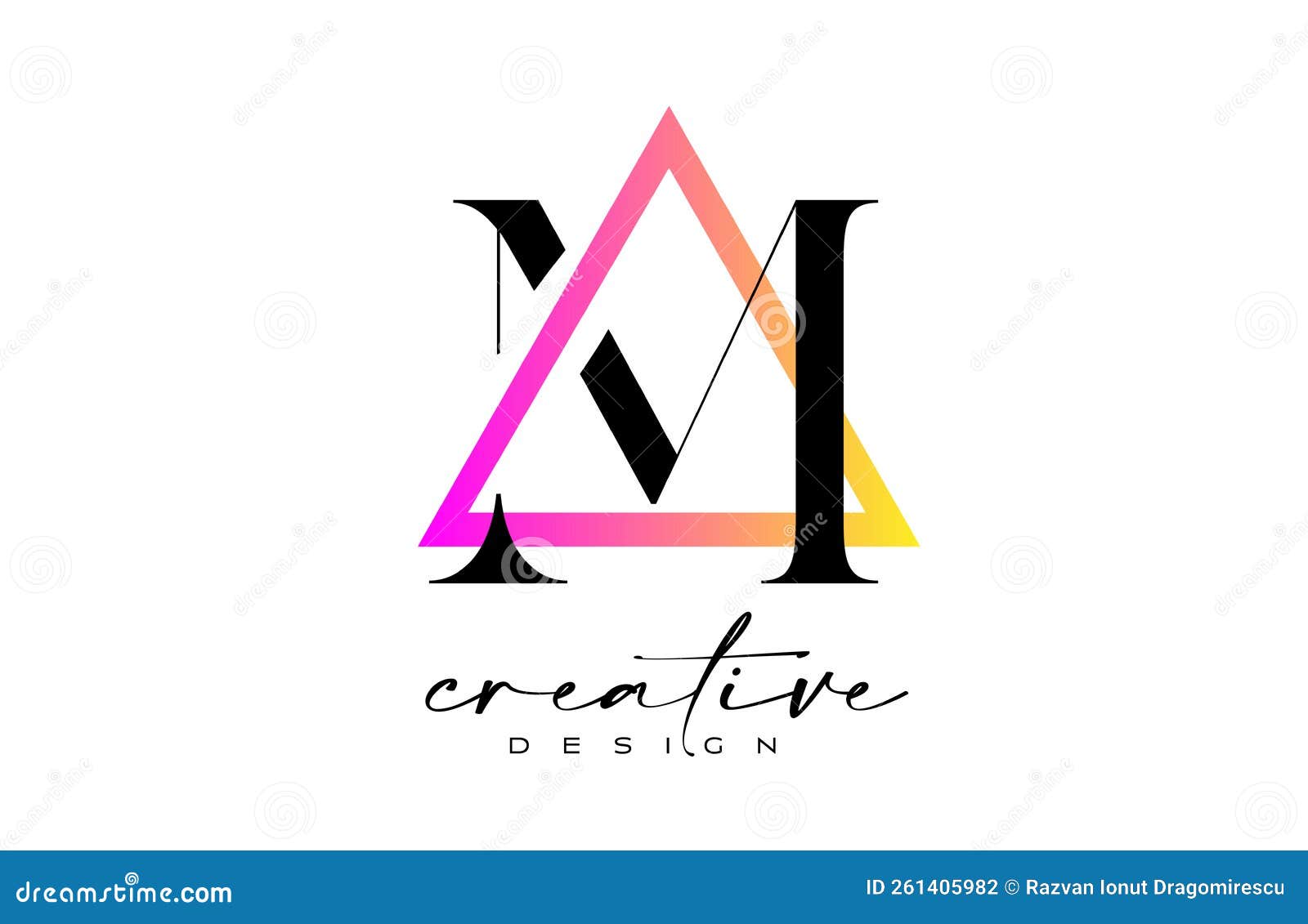 Letter M Logo Inside a Triangle with Creative Cut Design Stock Vector ...