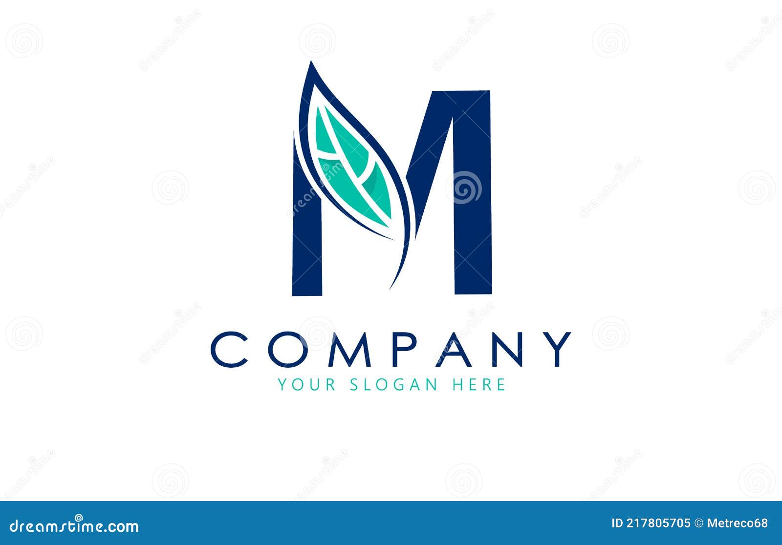 Letter M logo with leaf. stock vector. Illustration of abstract - 217805705