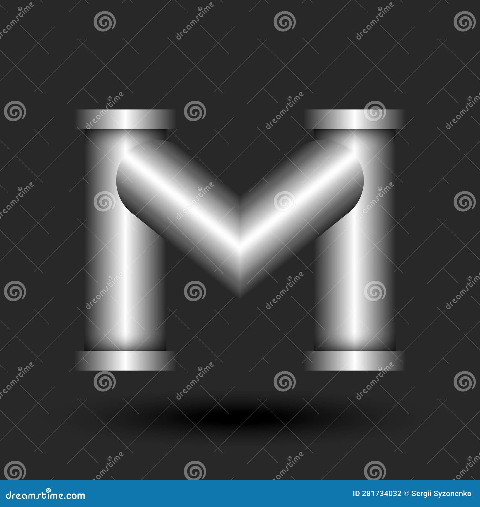 Letter M Logo Monogram 3d Metallic Line Pipe Shape Construction With ...