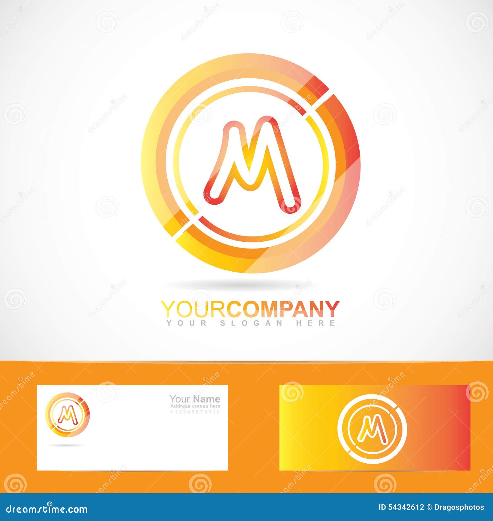 Letter M Logo Orange Inside Circle 3d Stock Vector - Illustration of ...