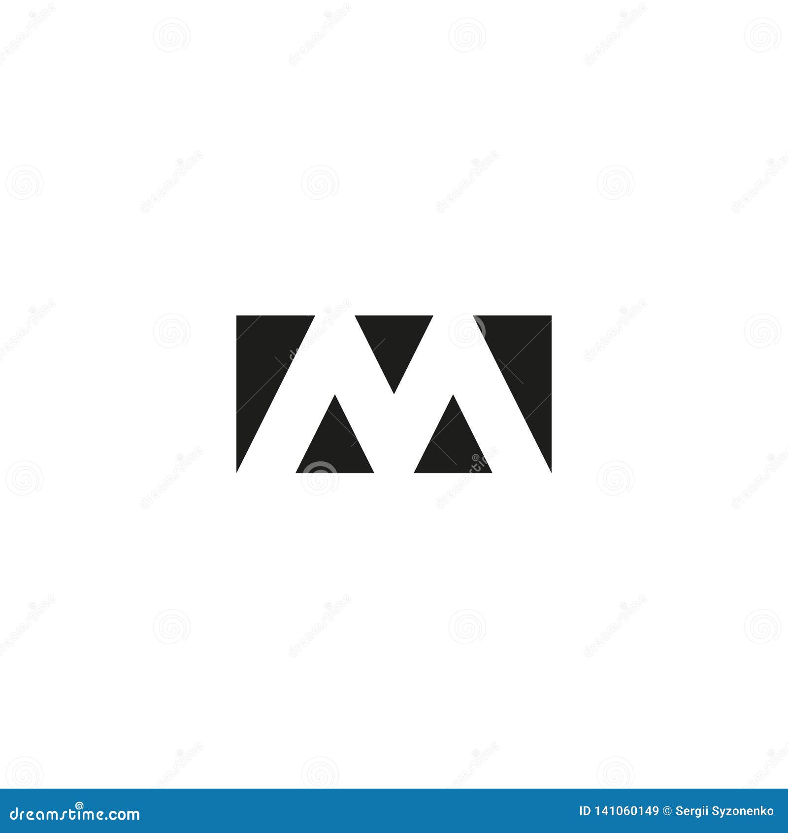 Letter M Logo Web Icon, Black And White Rectangle Geometric Shape From ...