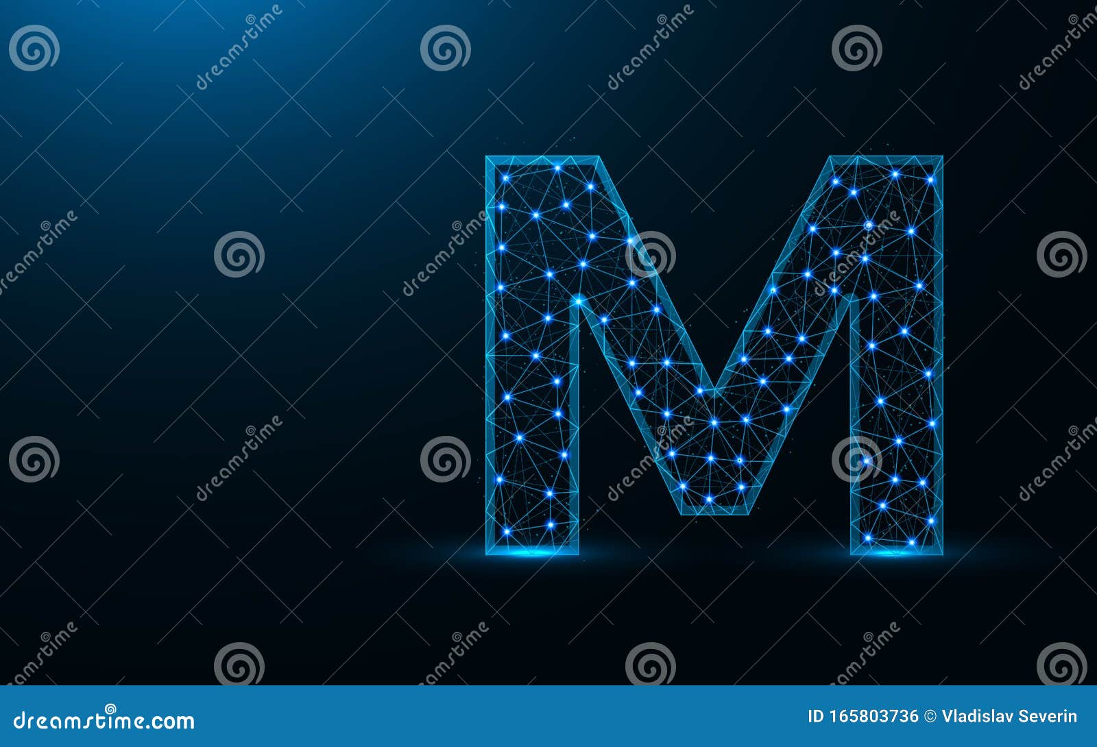 Letter M Low Poly Design, Alphabet Abstract Geometric Image Stock ...