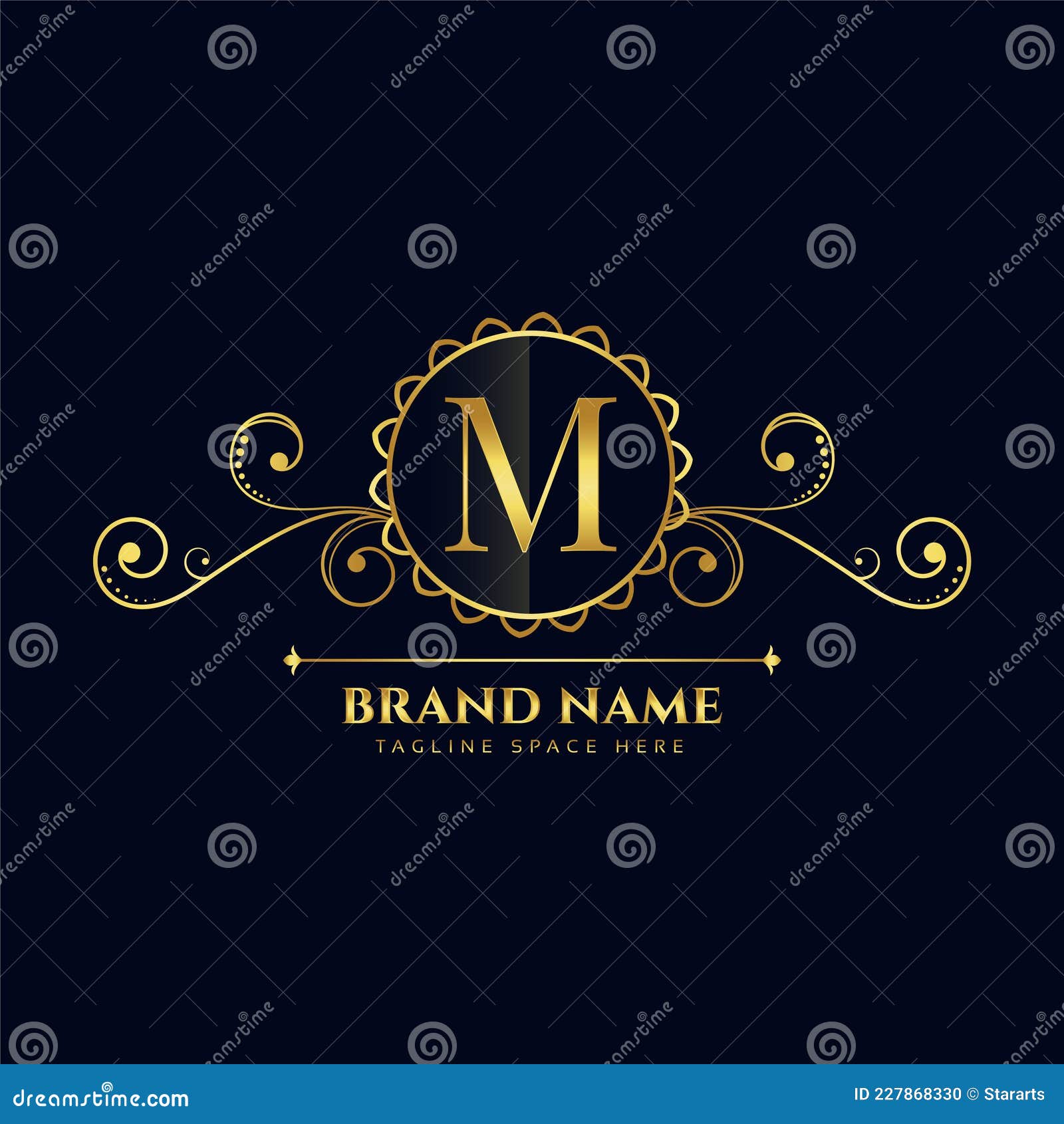 Letter M Luxury Logo Concept Design Stock Vector - Illustration of ...