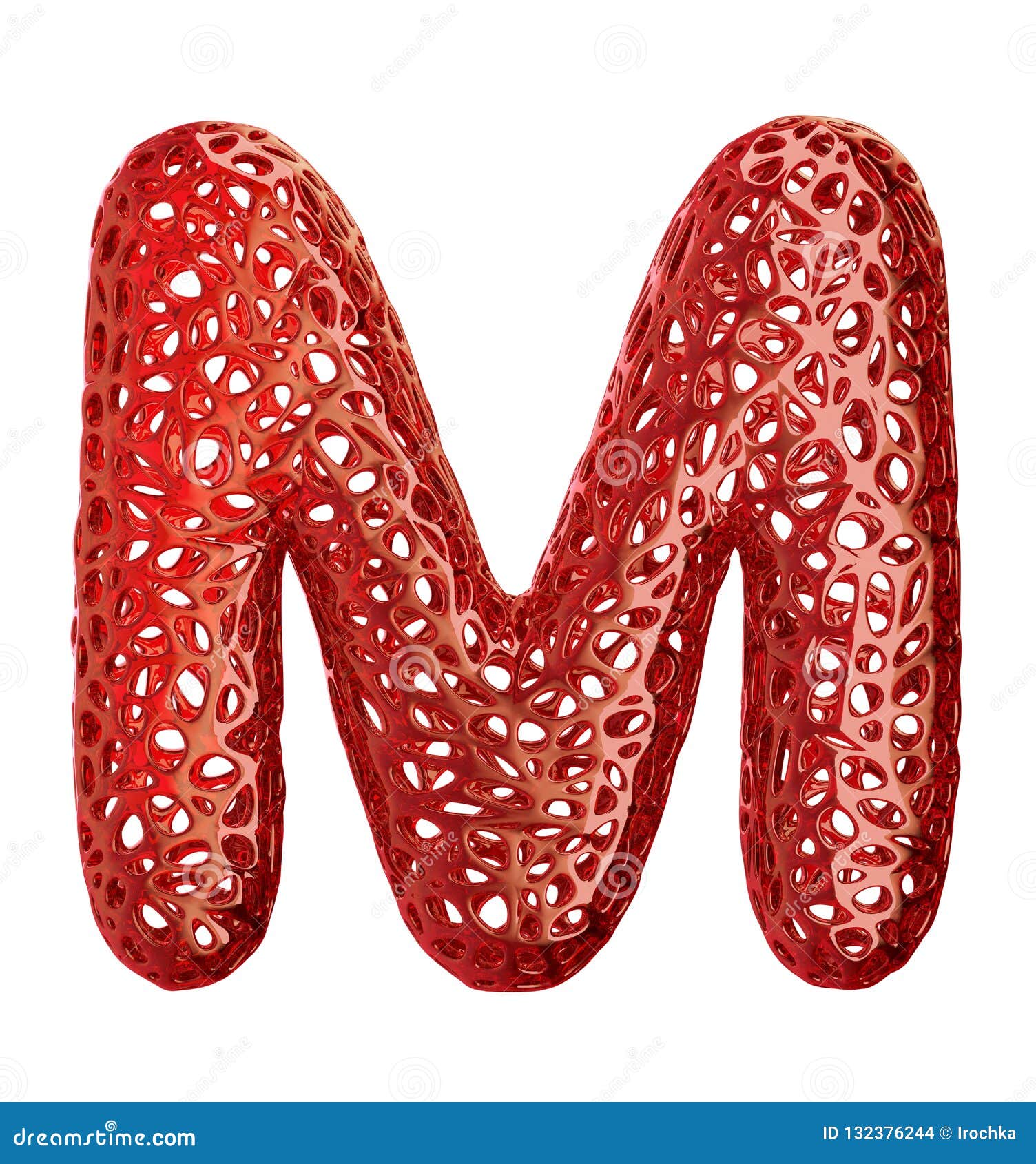 Letter M Made of Red Plastic with Abstract Holes Isolated on White ...