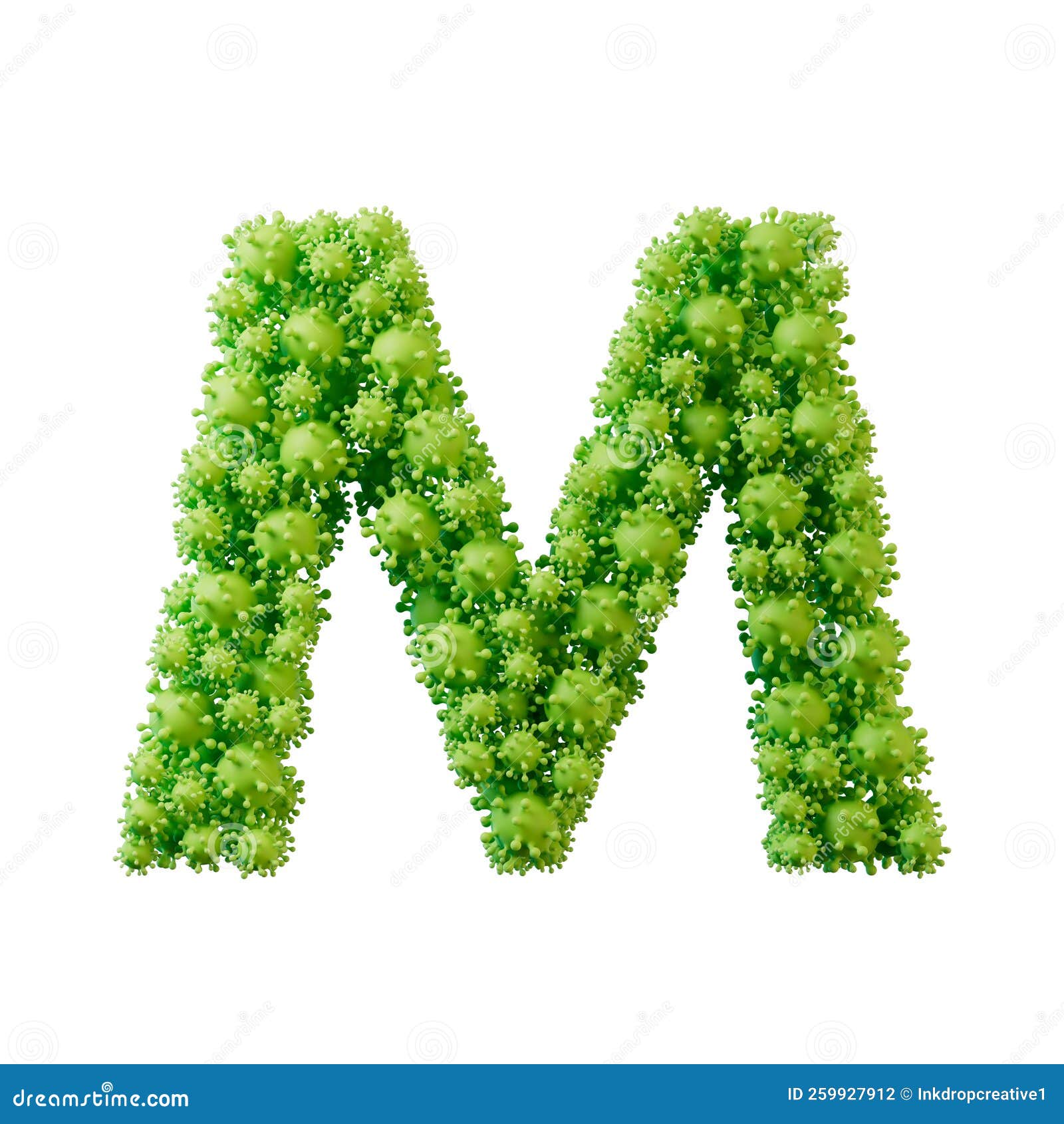 Letter M Made from a Virus Flu and Germ Molecule. 3D Rendering Stock ...