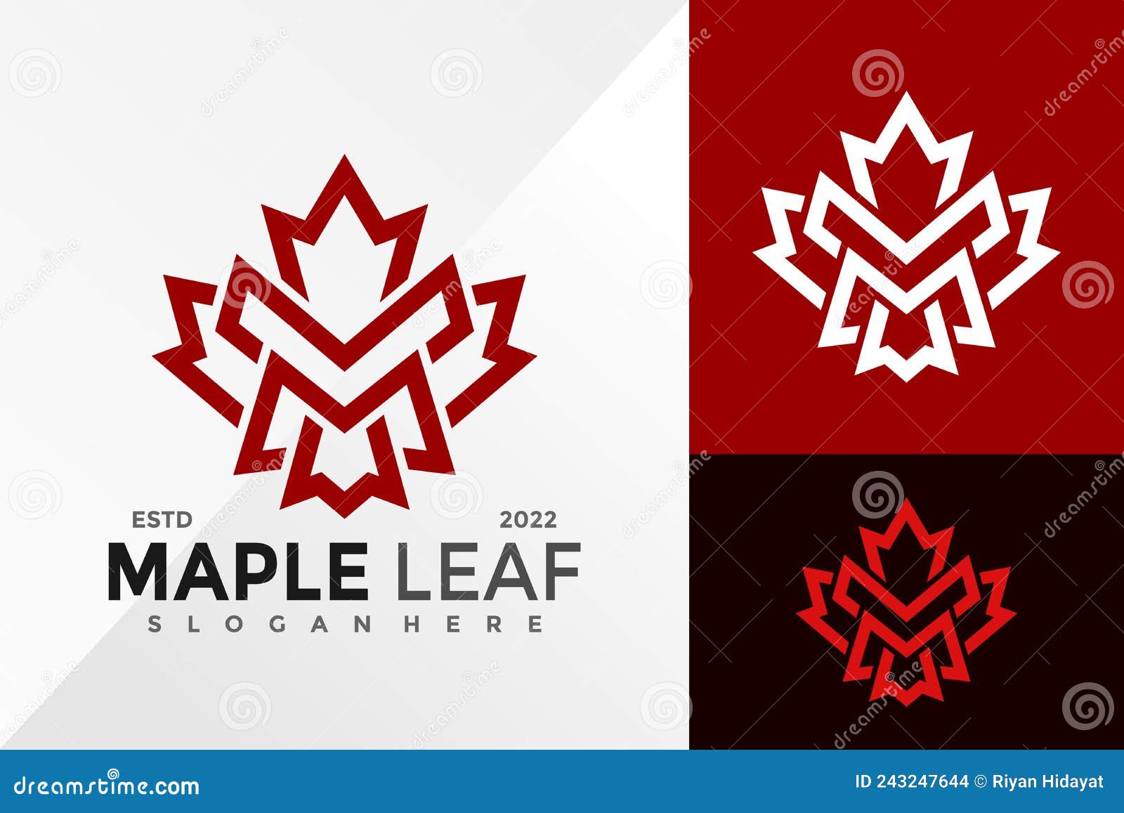 Letter M Maple Leaf Logo Design Vector Illustration Template Stock ...