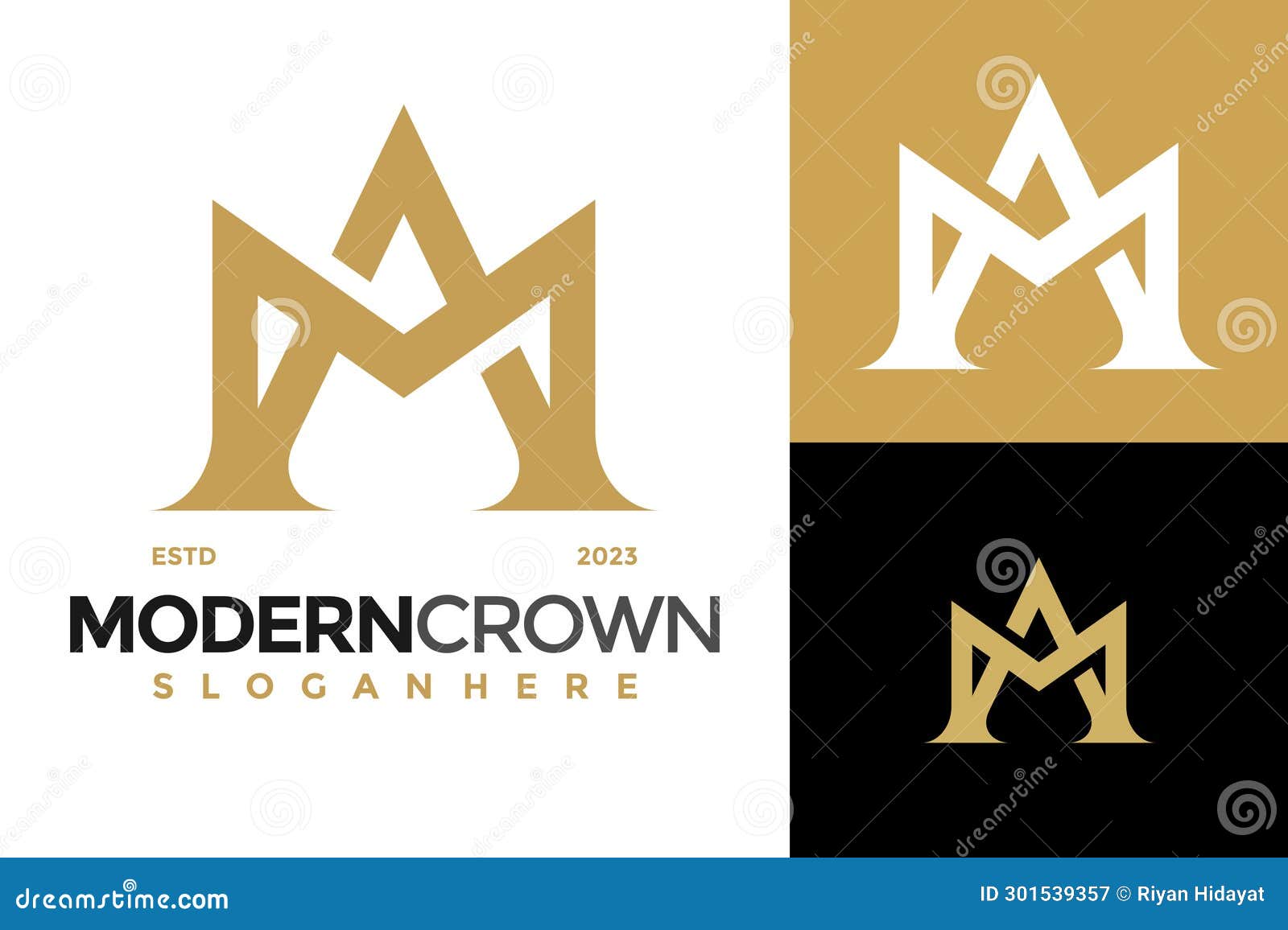Letter M Modern Crown Logo Design Vector Symbol Icon Illustration Stock ...