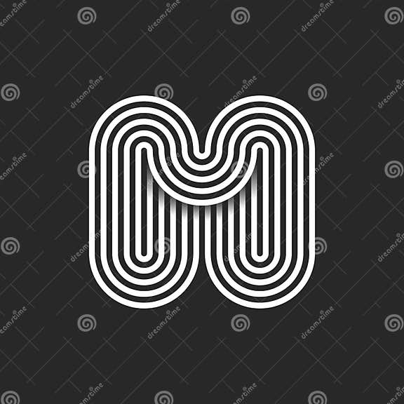 Letter M Monogram Logo Rounded Wave Shape Design, Smooth Thin Parallel ...